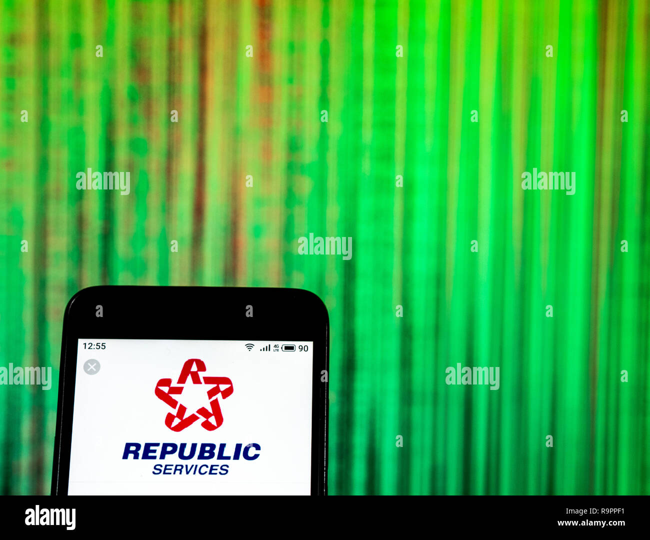 Republic Services Solid waste collection company logo seen displayed on ...