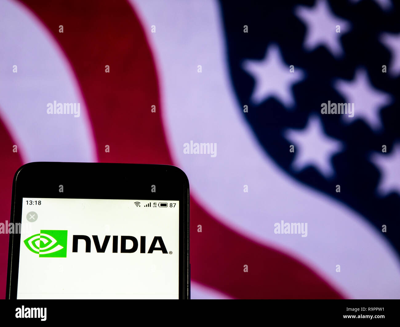 Nvidia Computer game company logo seen displayed on smart phone Stock ...