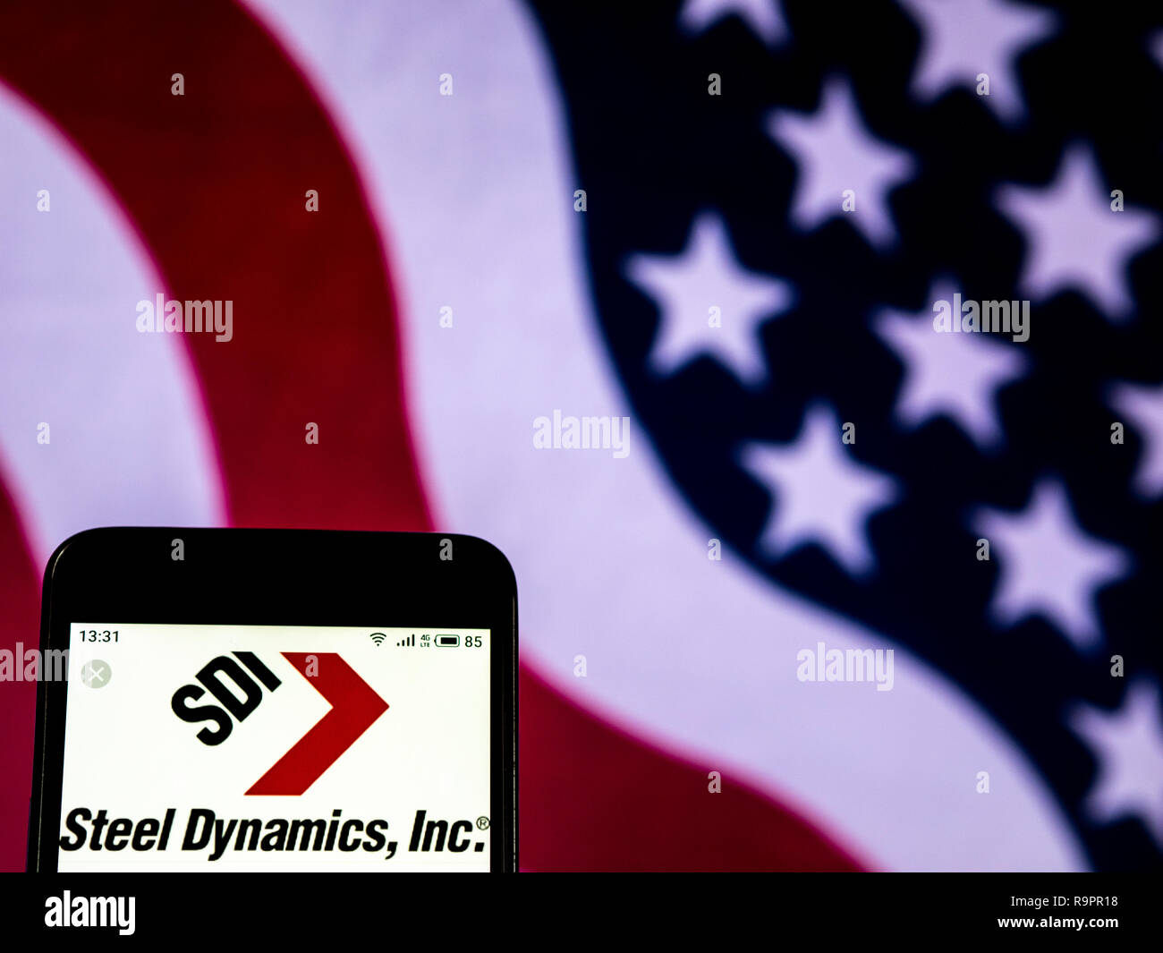 Steel Dynamics Company logo seen displayed on smart phone Stock Photo ...