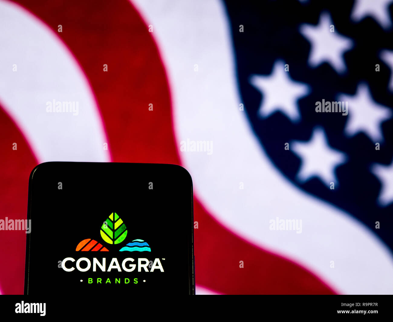 Conagra Brands Food company logo seen displayed on smart phone Stock ...