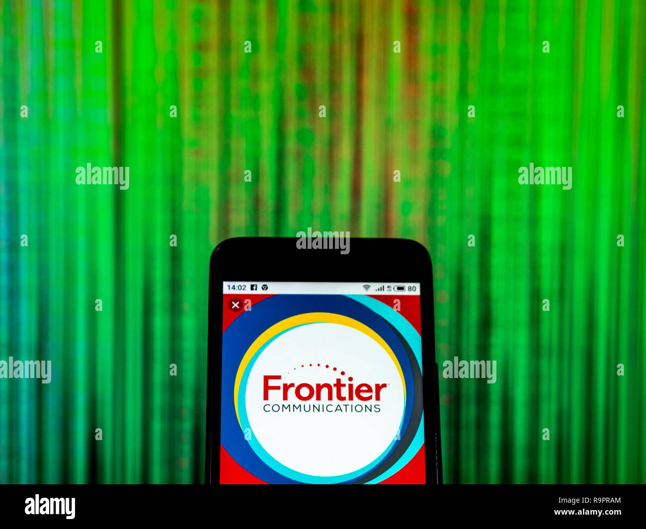 Frontier Communications Telecommunications company logo seen displayed ...