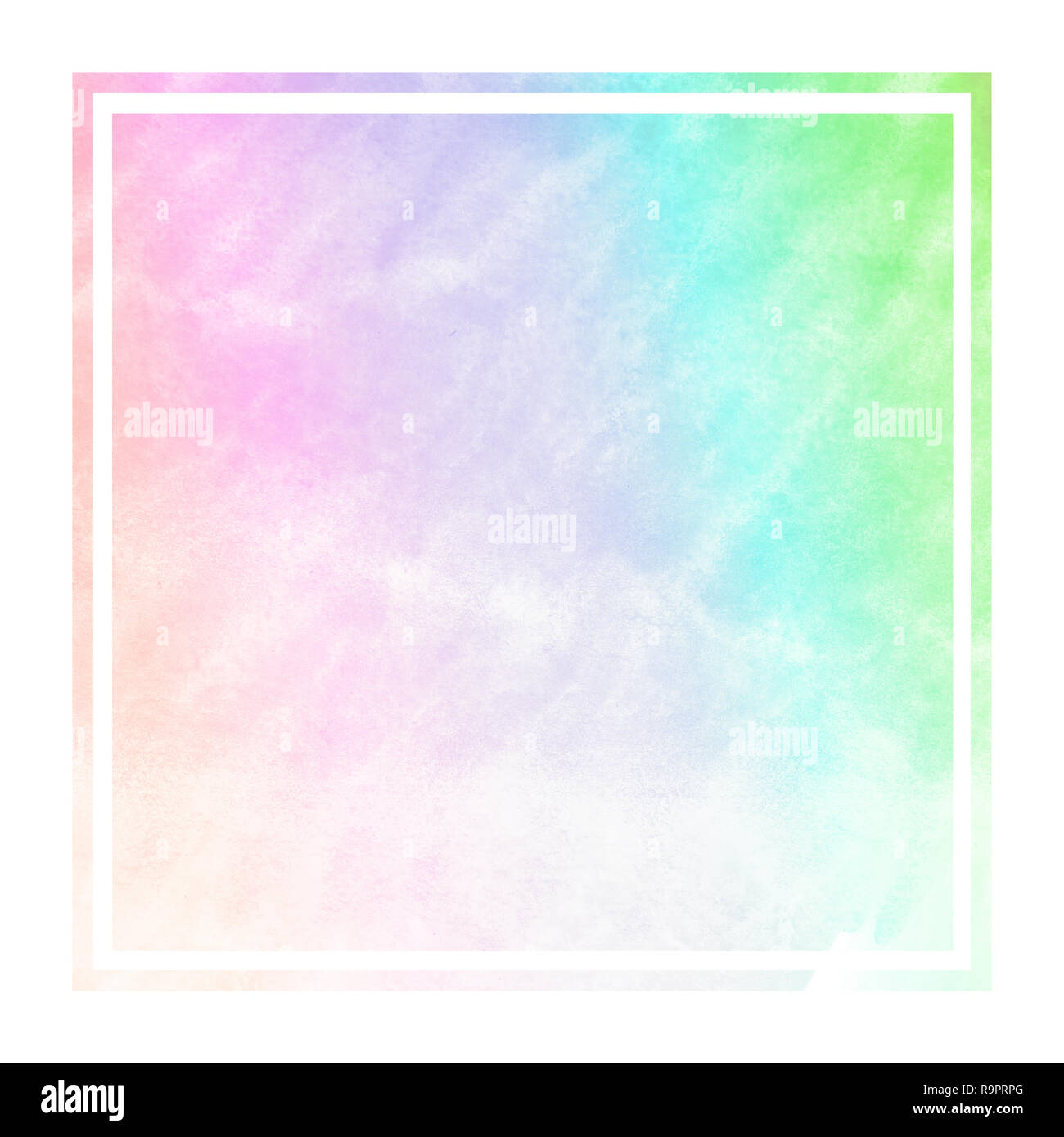 Multicolored hand drawn watercolor rectangular frame background texture ...