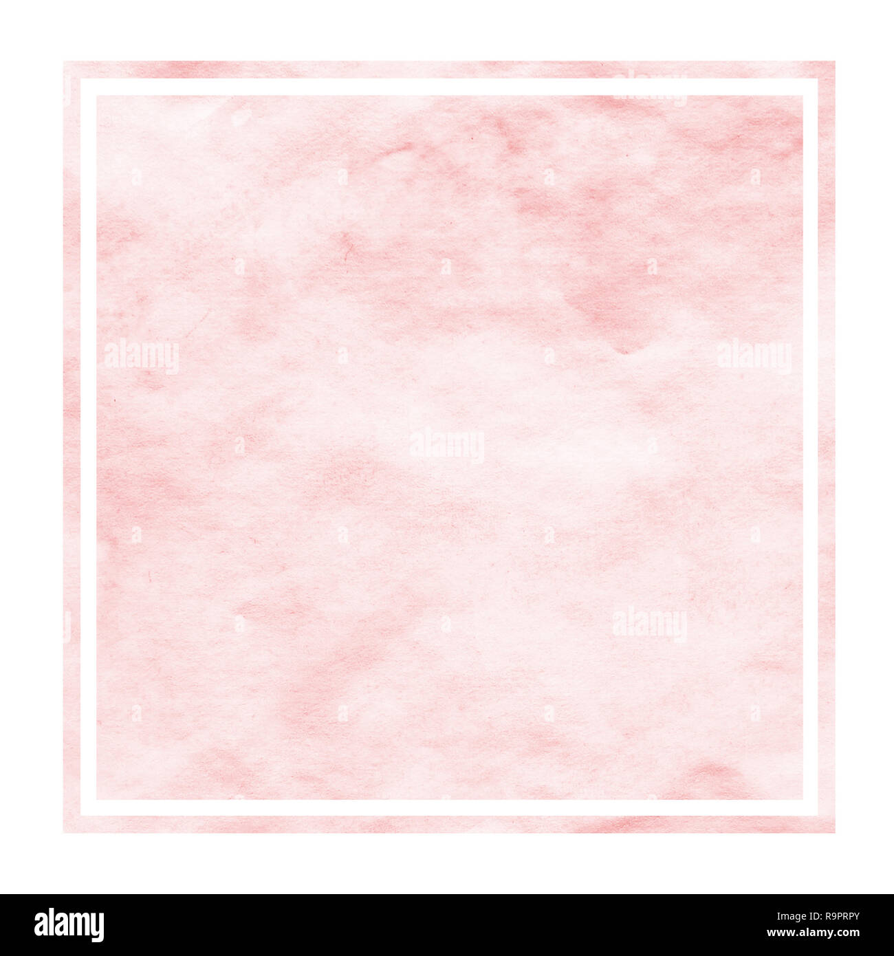 Red hand drawn watercolor rectangular frame background texture with ...