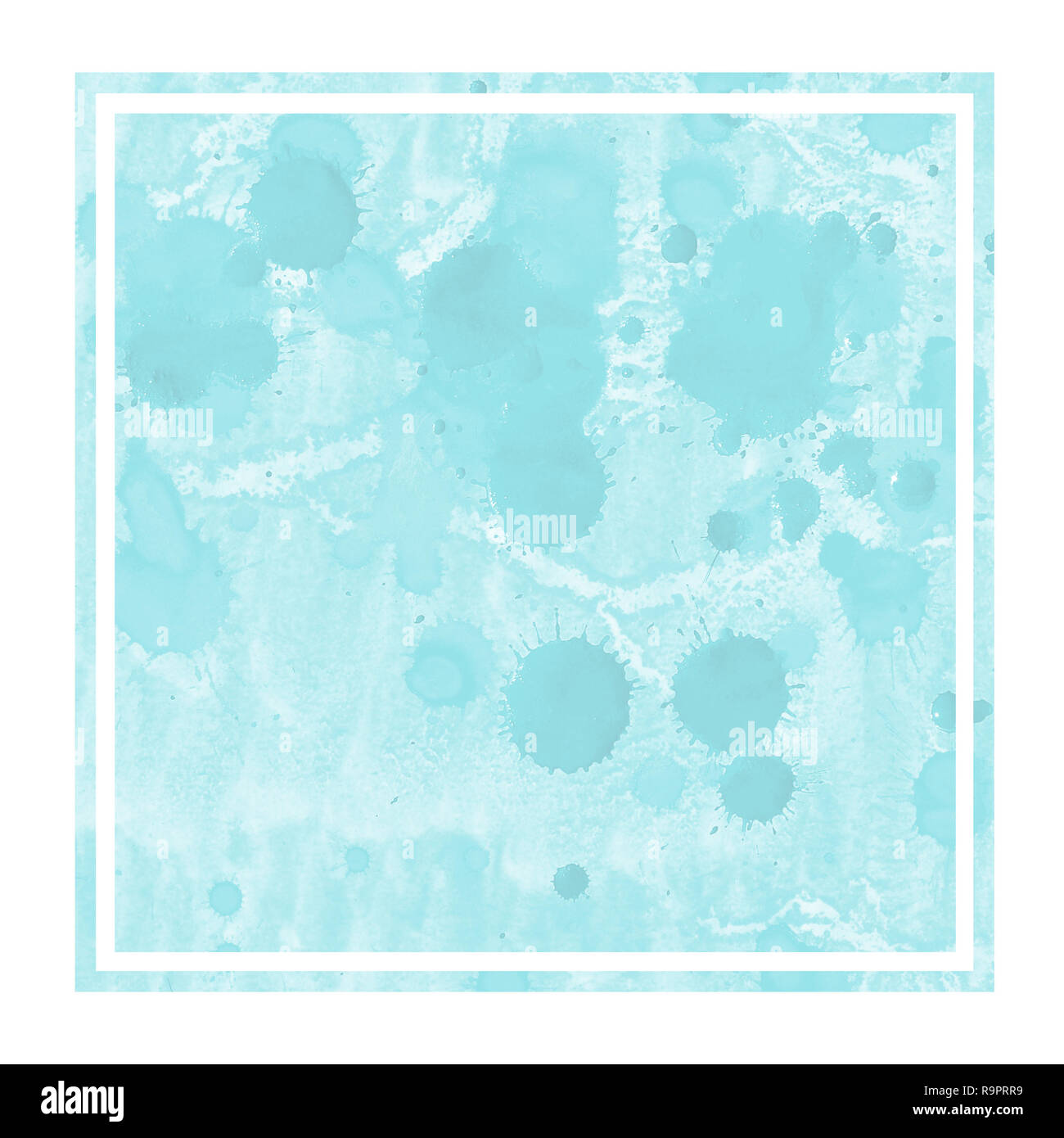 Light blue hand drawn watercolor rectangular frame background texture ...