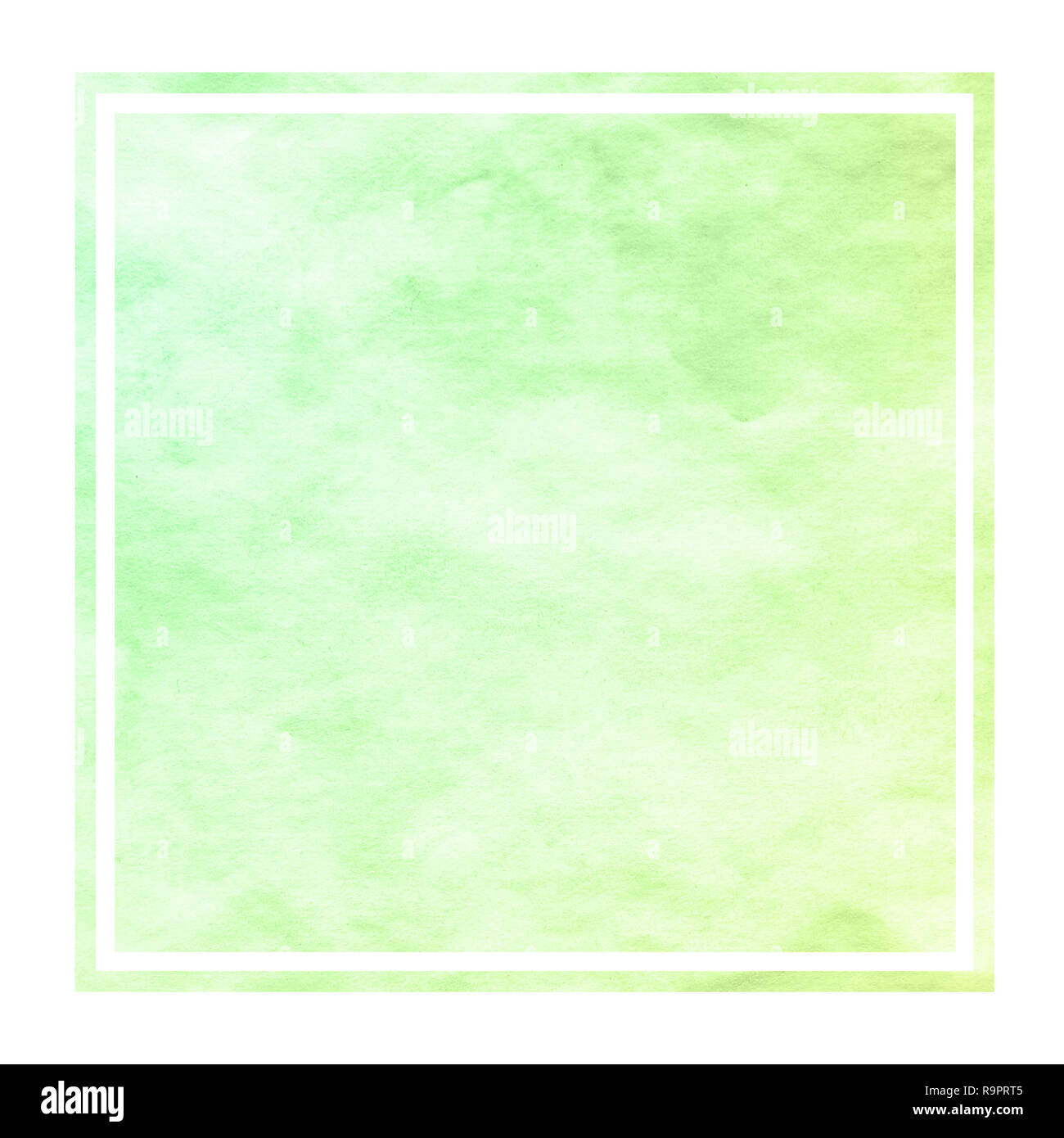 Green hand drawn watercolor rectangular frame background texture with ...