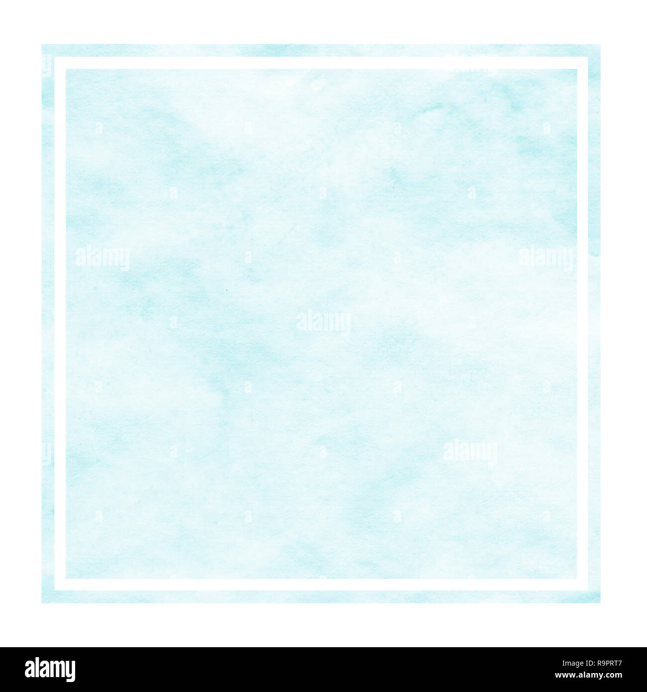 Light blue hand drawn watercolor rectangular frame background texture ...