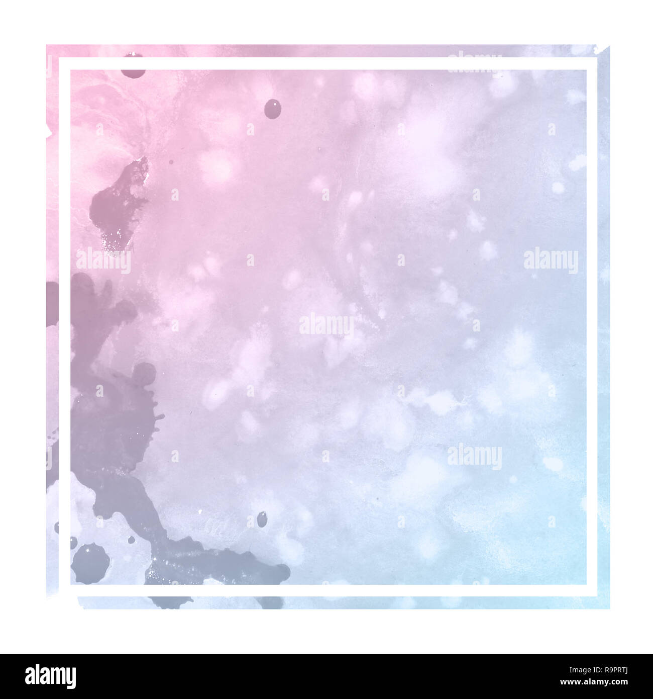 Space colors hand drawn watercolor rectangular frame background texture ...