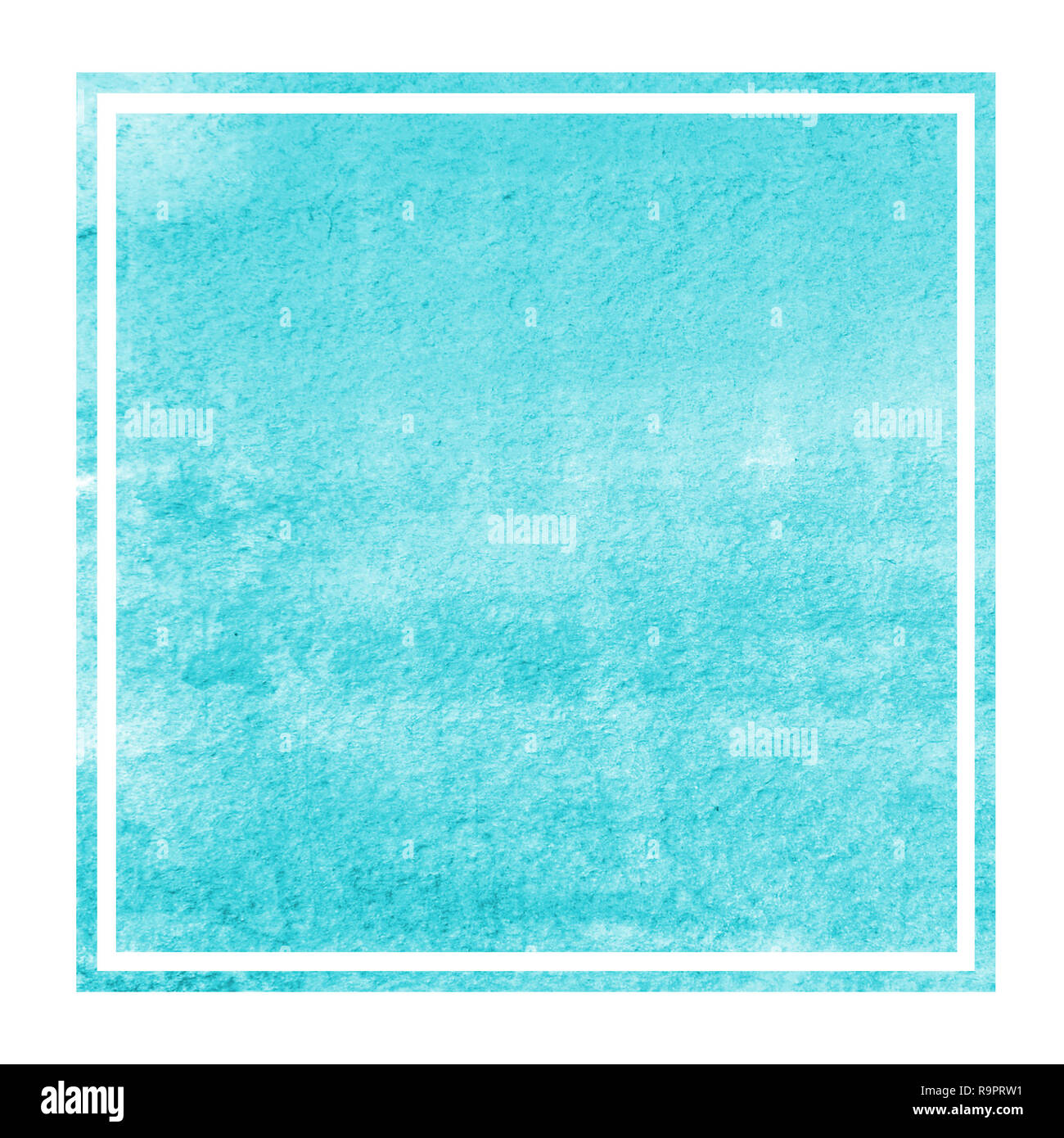 Light blue hand drawn watercolor rectangular frame background texture ...