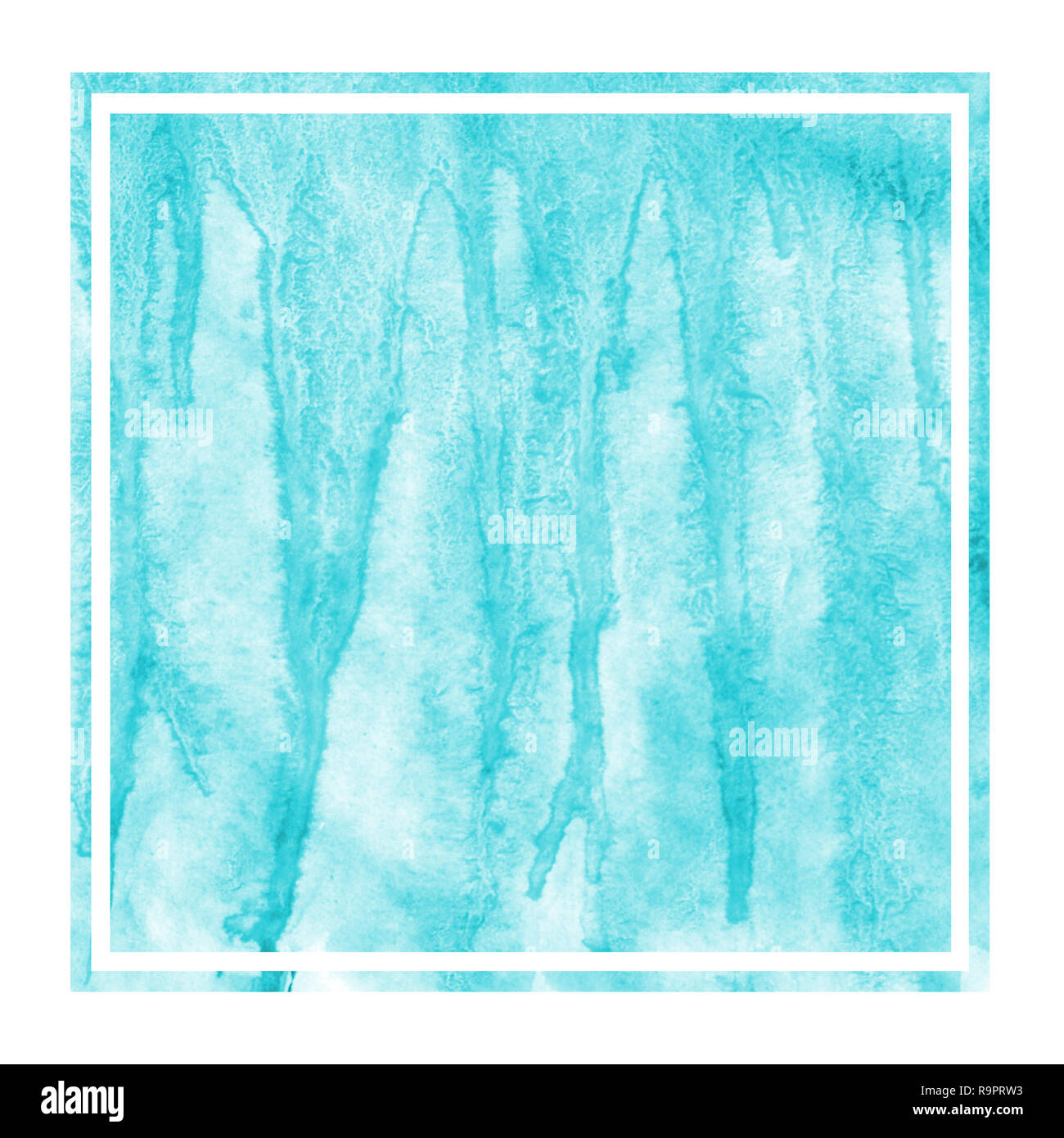 Light blue hand drawn watercolor rectangular frame background texture ...