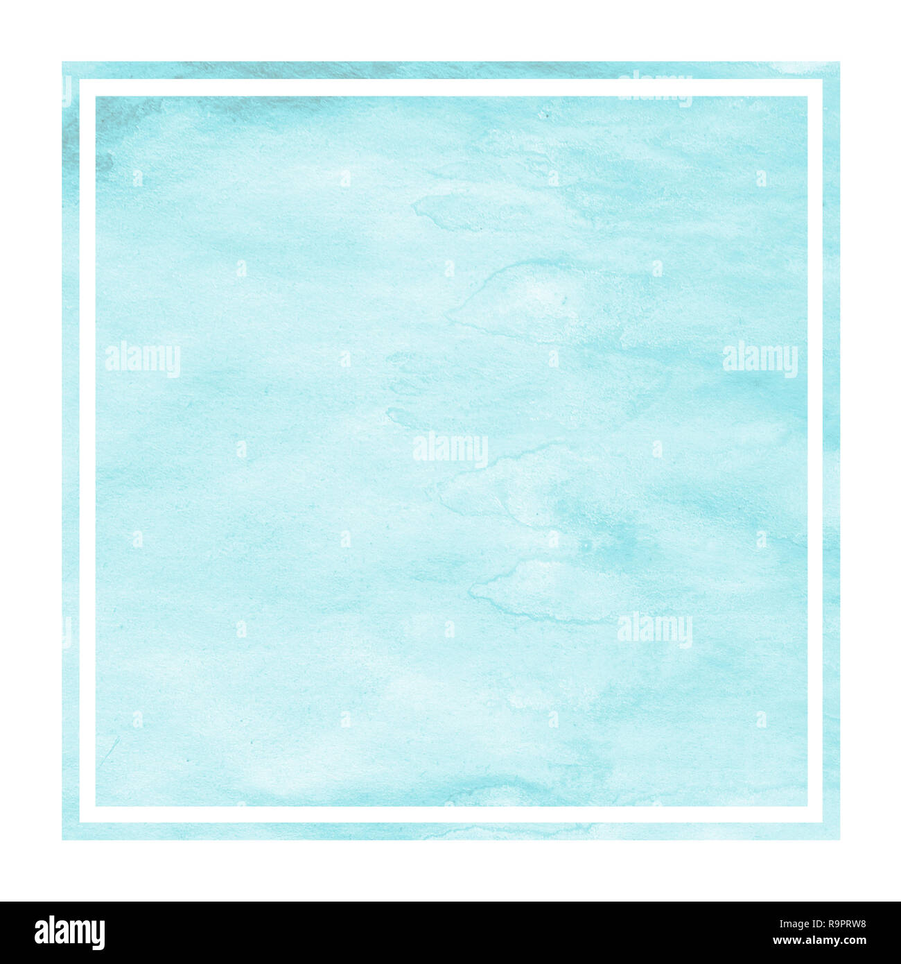Light blue hand drawn watercolor rectangular frame background texture ...