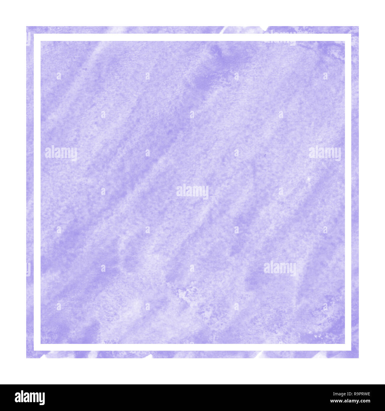 Violet hand drawn watercolor rectangular frame background texture with ...
