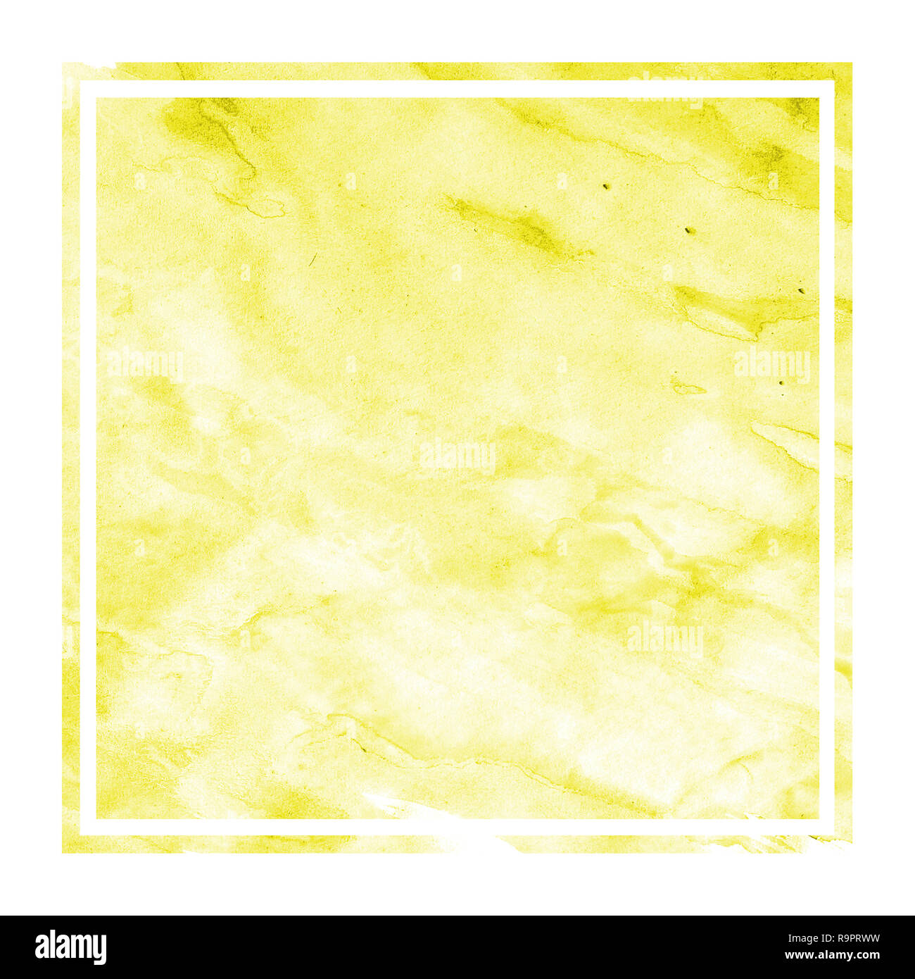 Yellow hand drawn watercolor rectangular frame background texture with ...