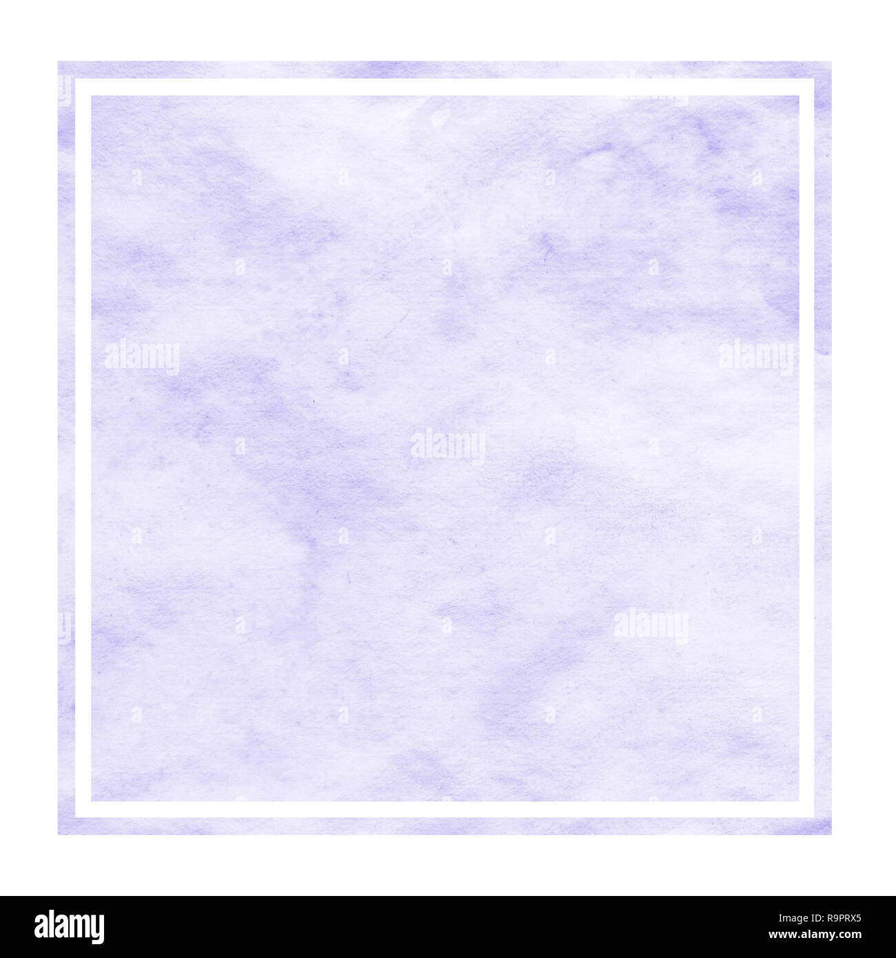 Violet hand drawn watercolor rectangular frame background texture with ...