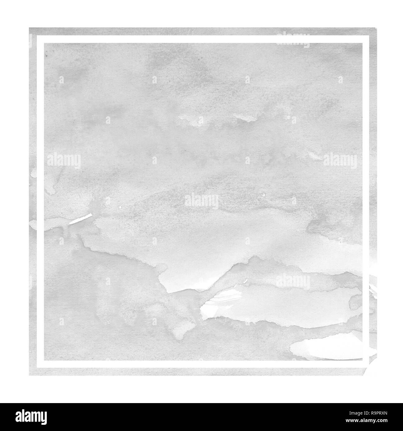 Monochrome hand drawn watercolor rectangular frame background texture ...