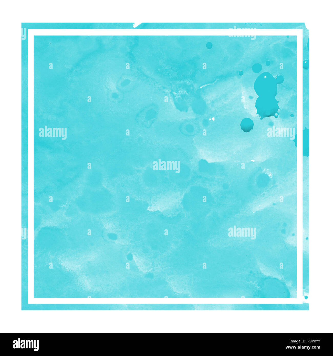 Light blue hand drawn watercolor rectangular frame background texture ...