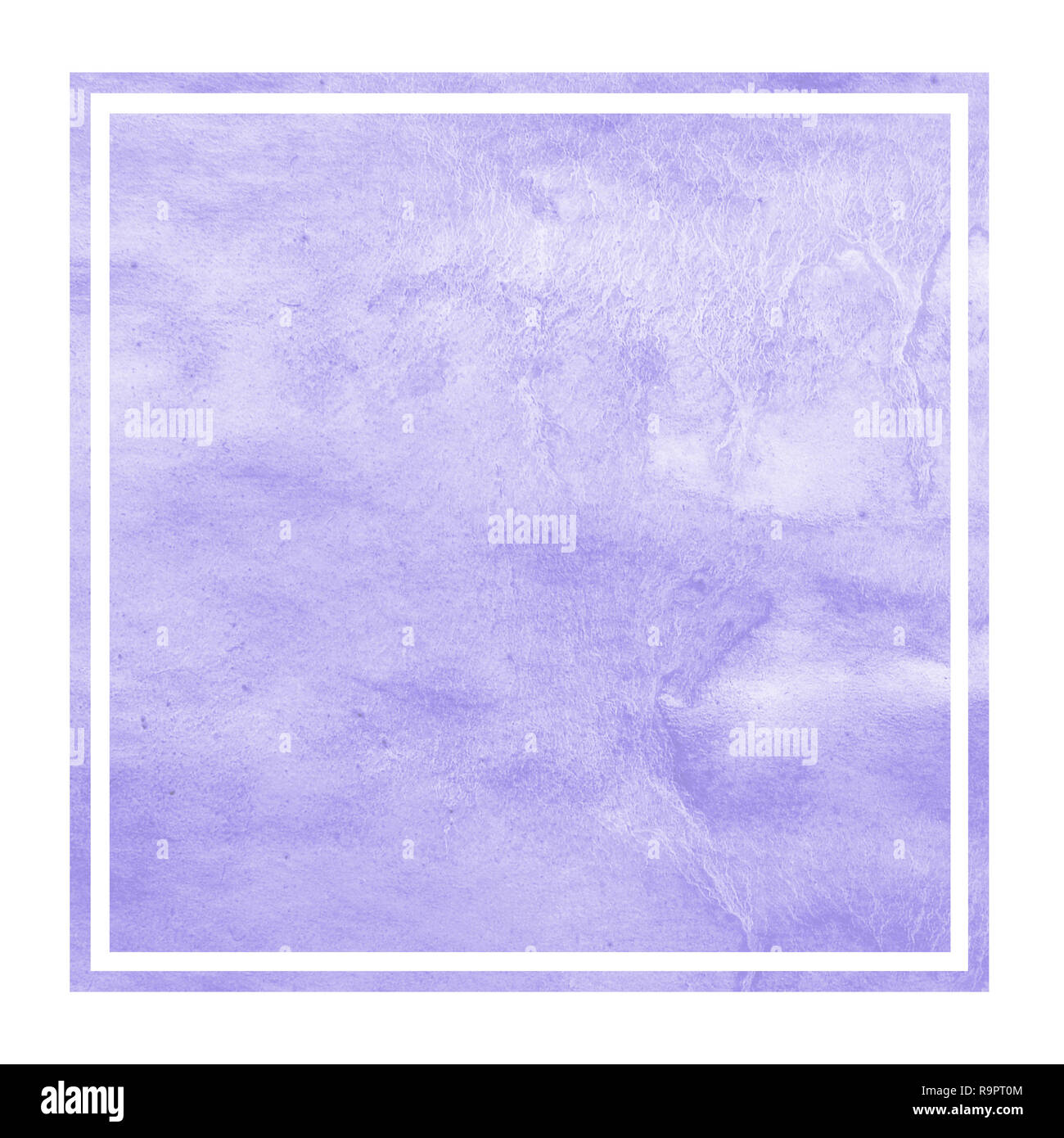 Violet hand drawn watercolor rectangular frame background texture with ...