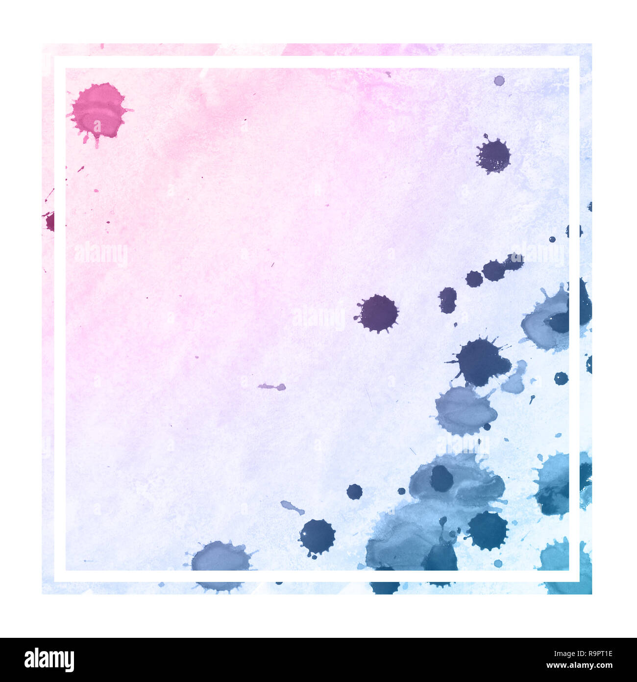 Space colors hand drawn watercolor rectangular frame background texture ...