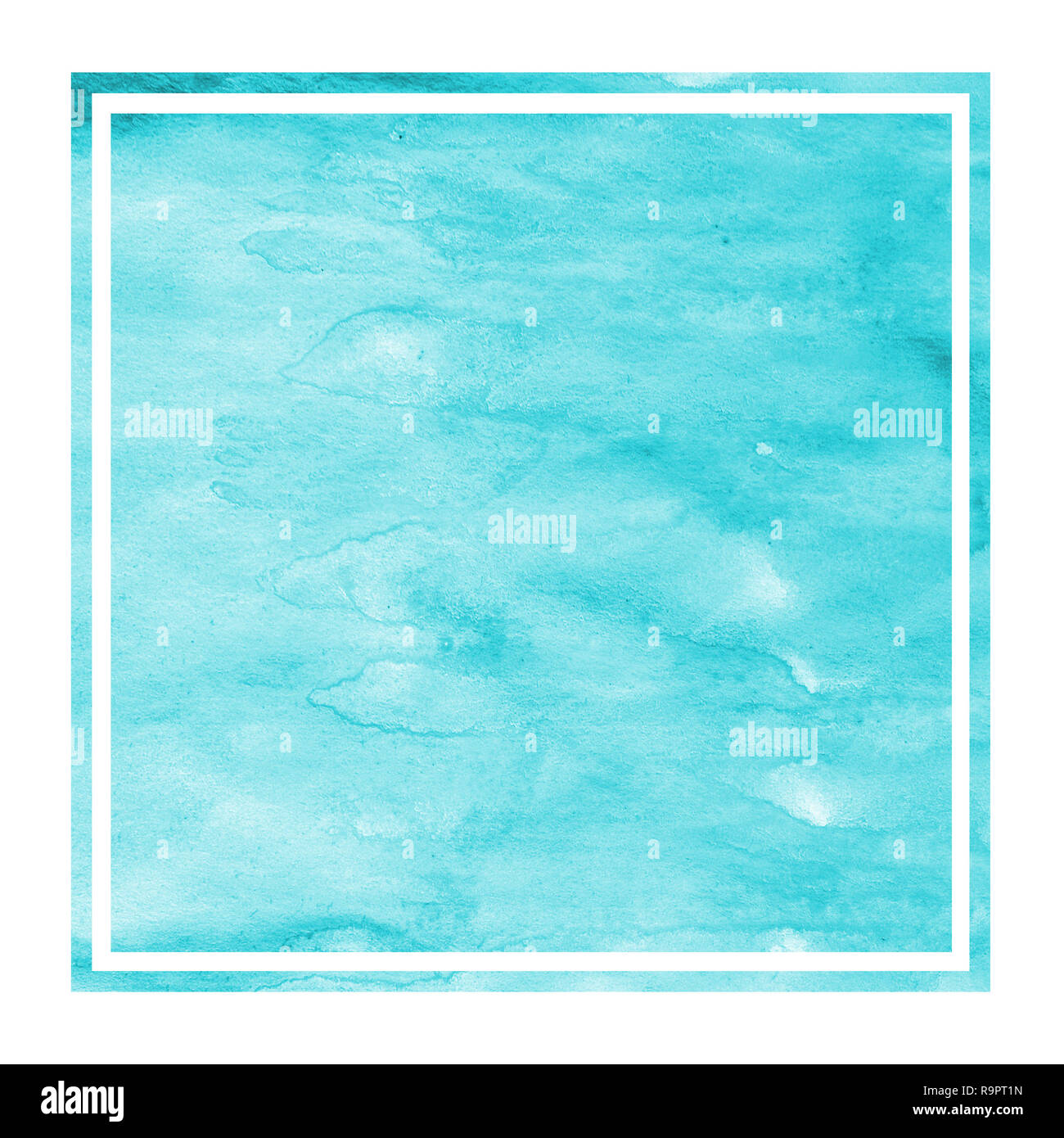 Light blue hand drawn watercolor rectangular frame background texture ...