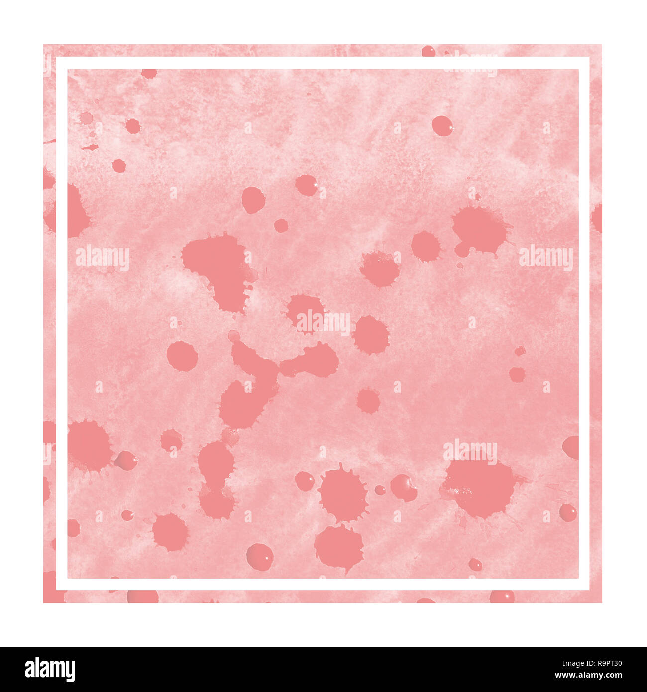 Red hand drawn watercolor rectangular frame background texture with ...