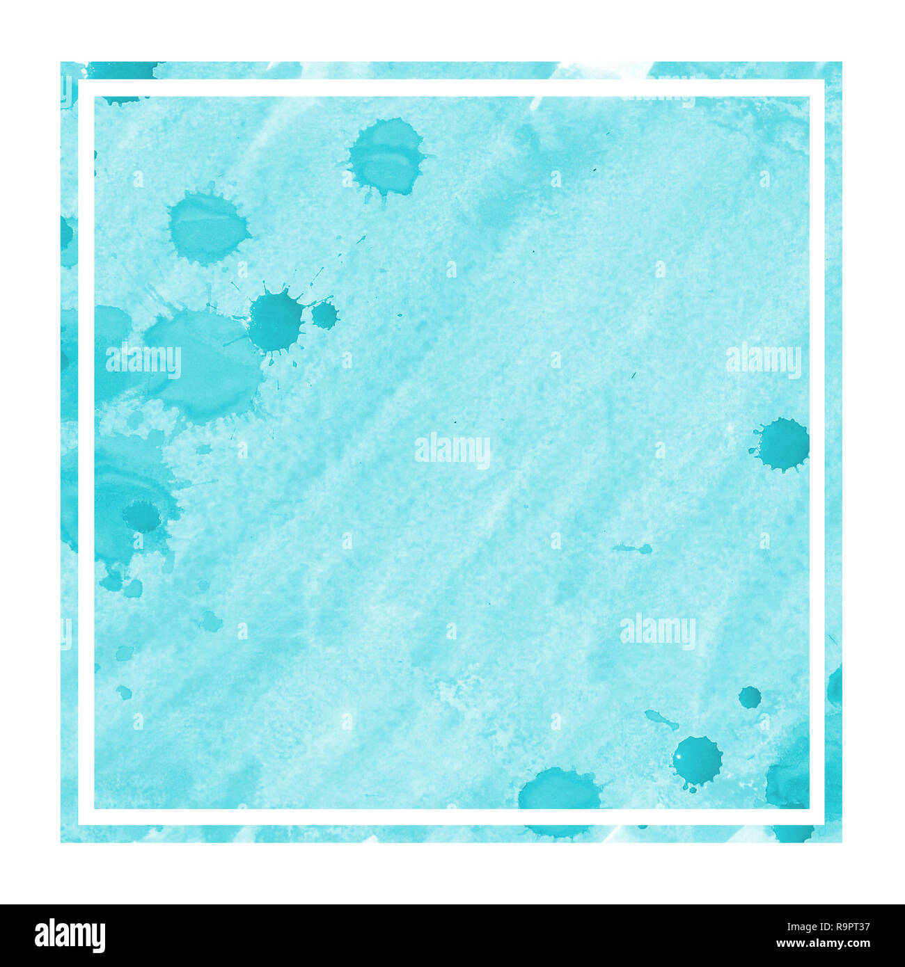 Light blue hand drawn watercolor rectangular frame background texture ...