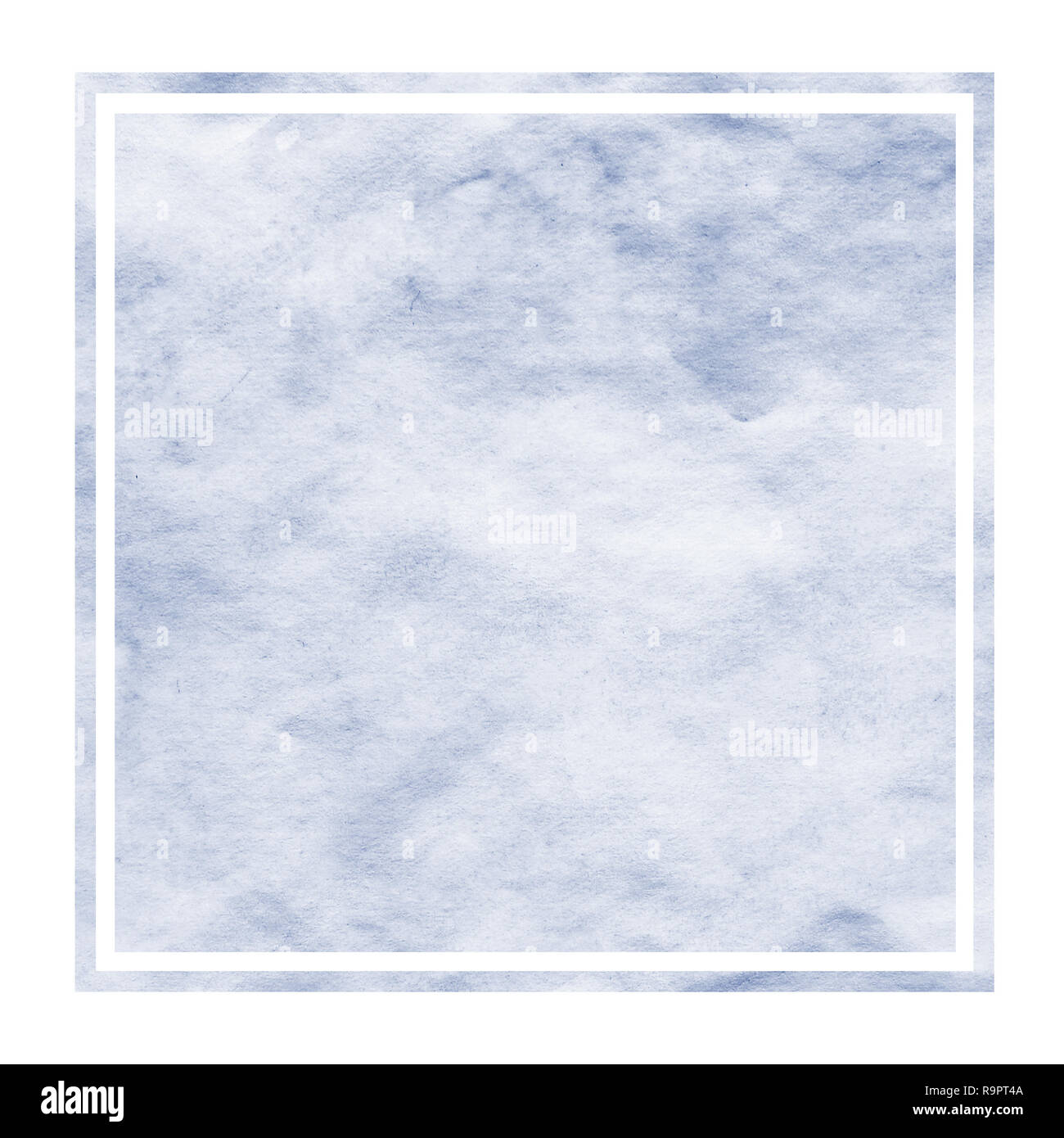 Dark blue hand drawn watercolor rectangular frame background texture ...