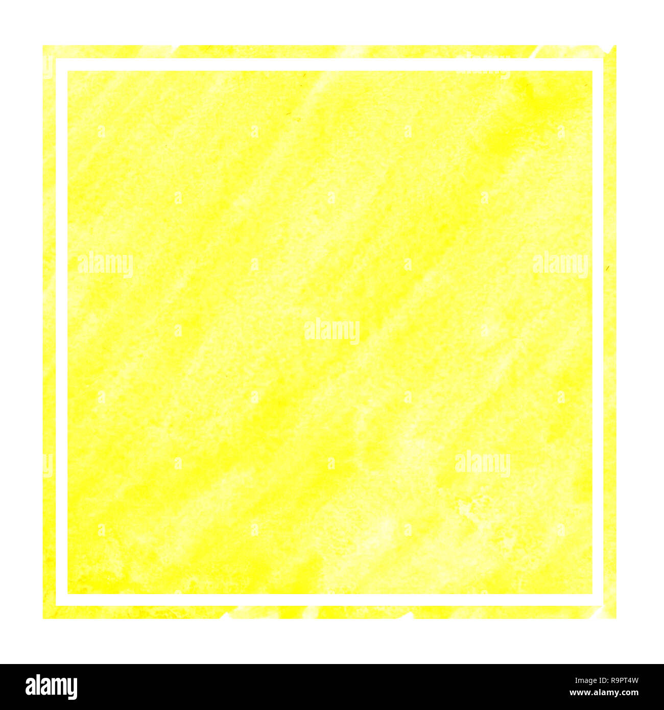 Warm yellow hand drawn watercolor rectangular frame background texture ...