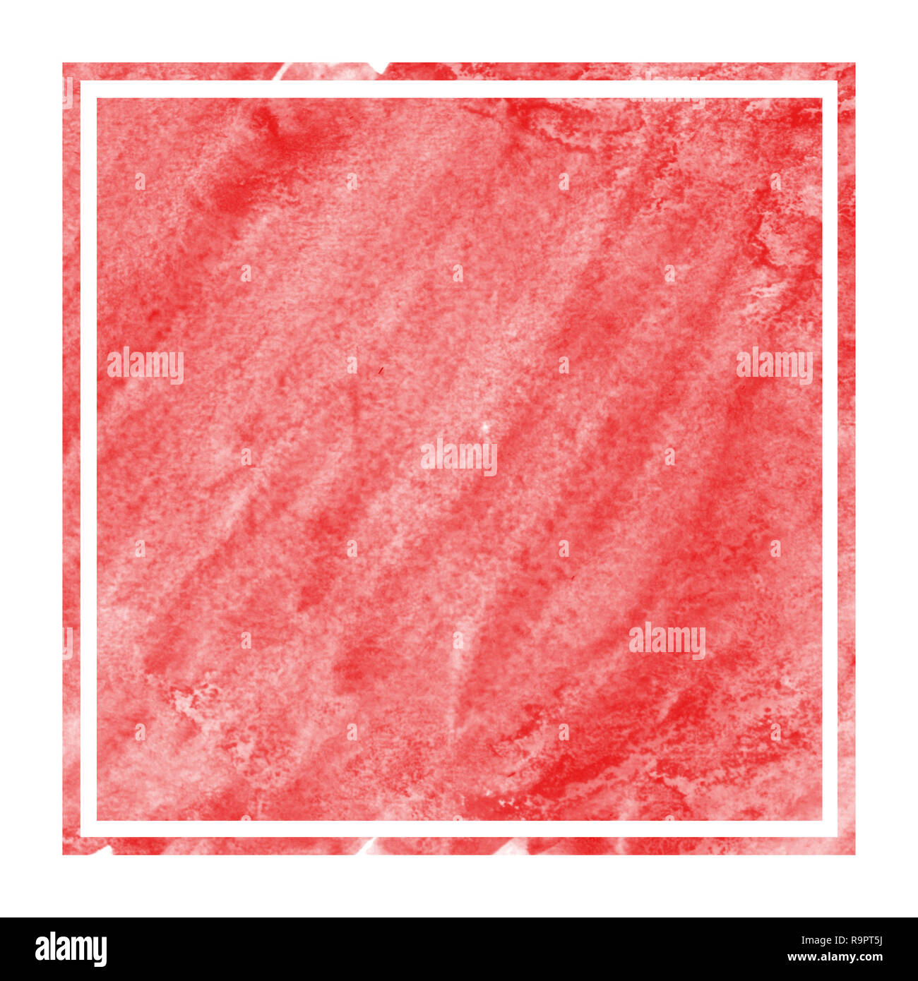 Red hand drawn watercolor rectangular frame background texture with ...
