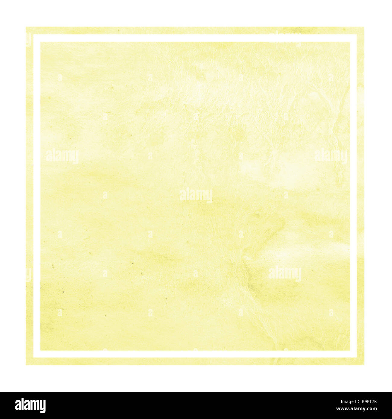 Yellow hand drawn watercolor rectangular frame background texture with ...
