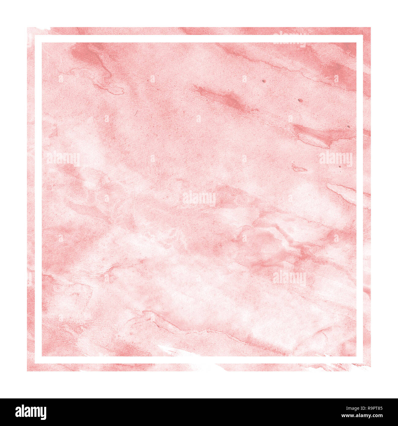 Red hand drawn watercolor rectangular frame background texture with ...