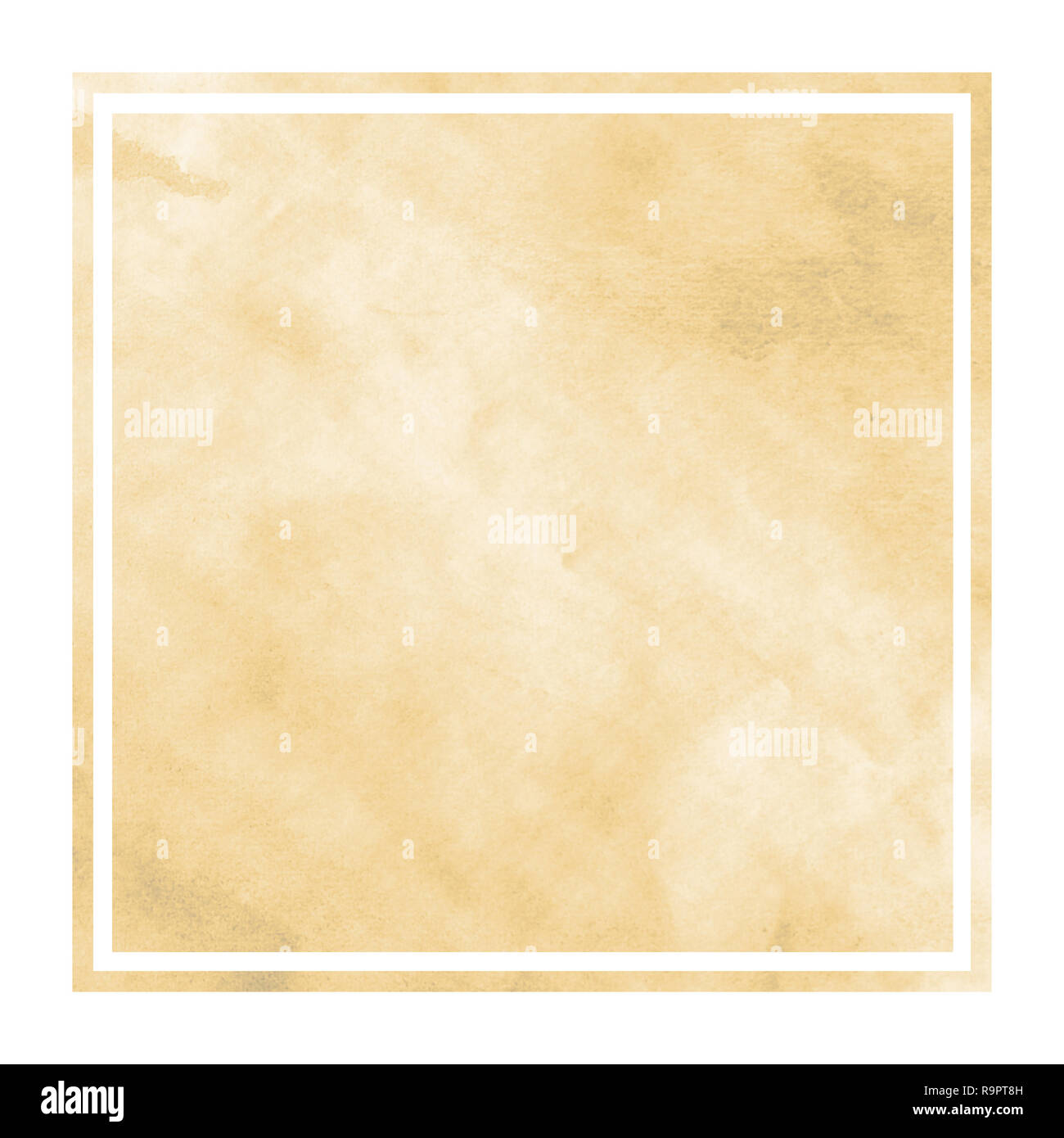 Light orange hand drawn watercolor rectangular frame background texture ...