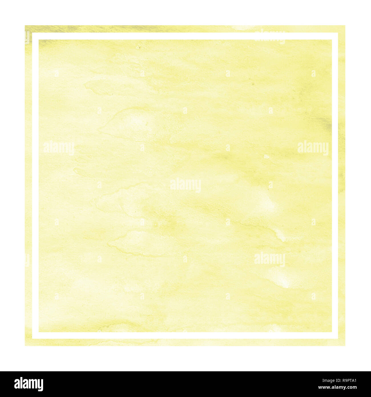 Yellow hand drawn watercolor rectangular frame background texture with ...