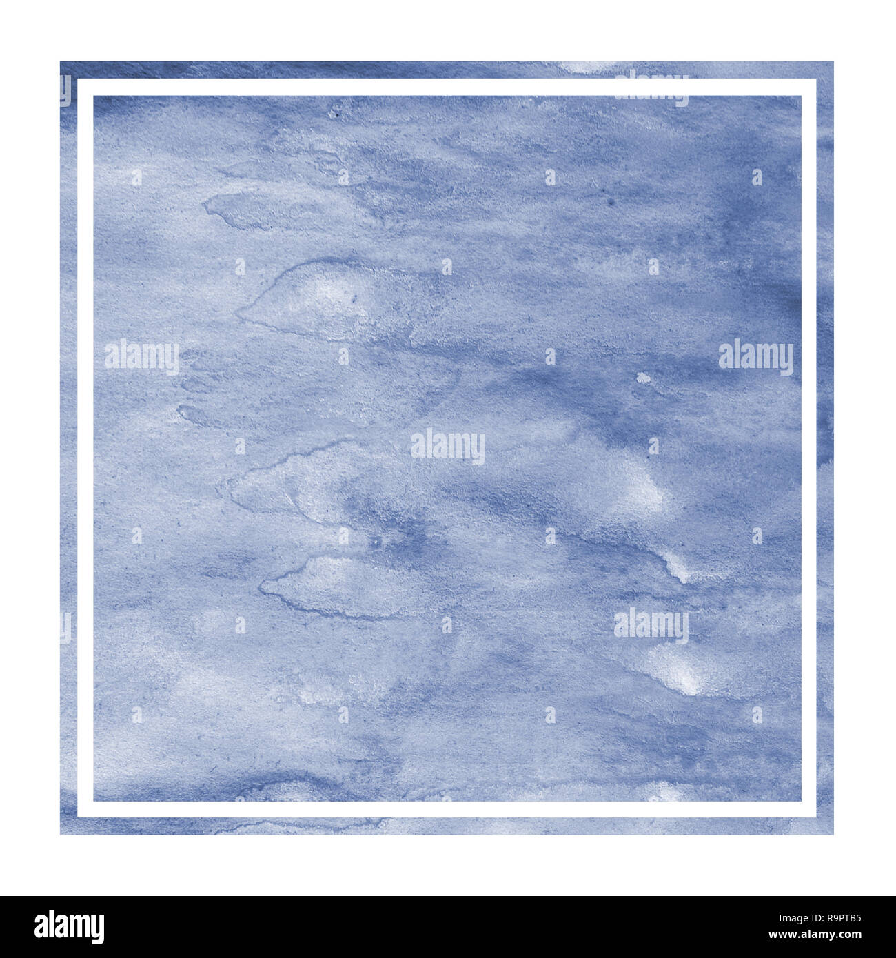 Dark blue hand drawn watercolor rectangular frame background texture ...