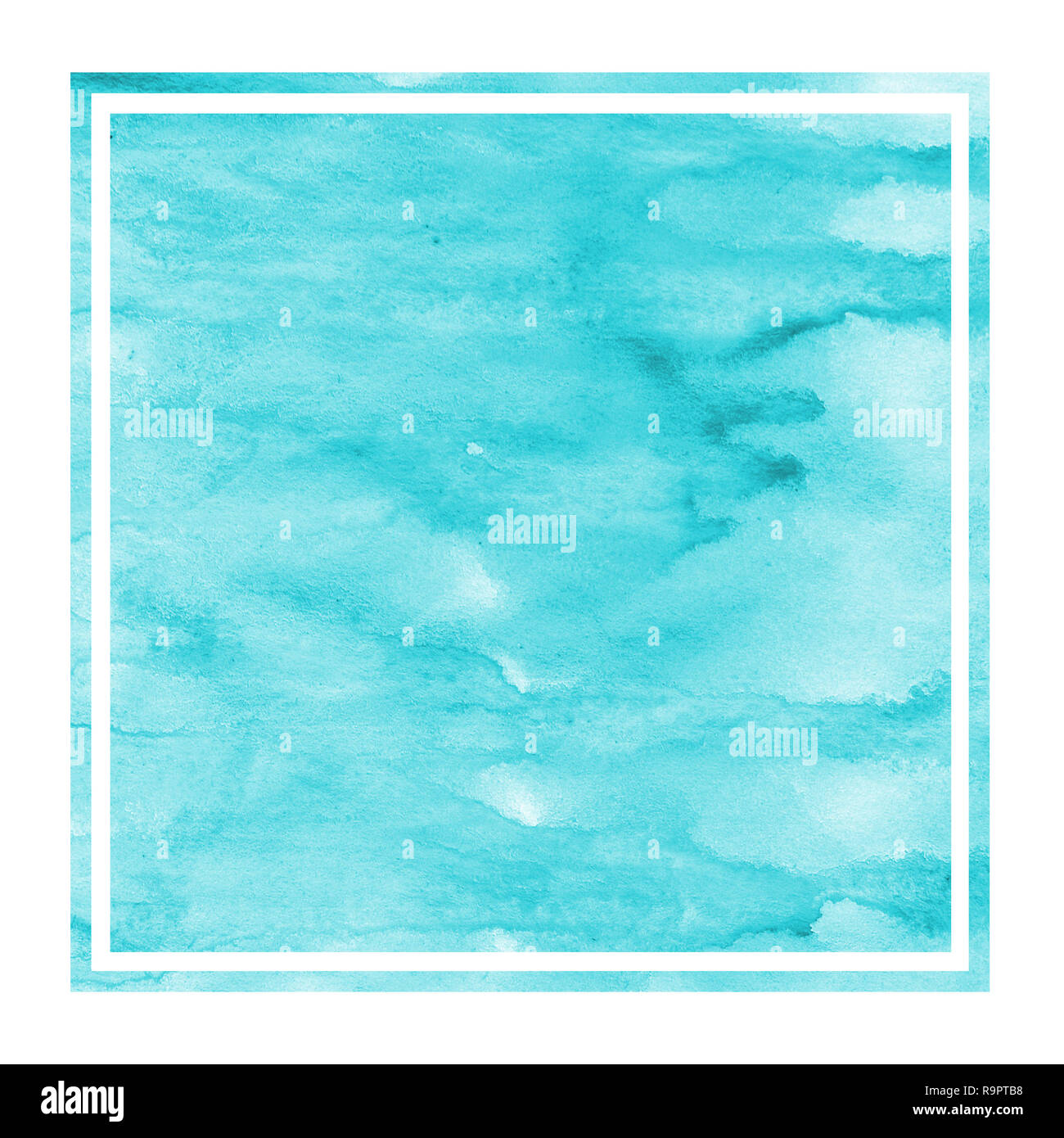 Light blue hand drawn watercolor rectangular frame background texture ...