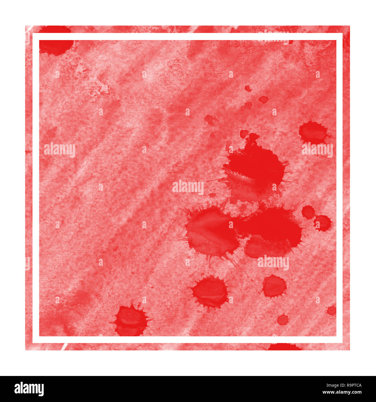 Red hand drawn watercolor rectangular frame background texture with ...