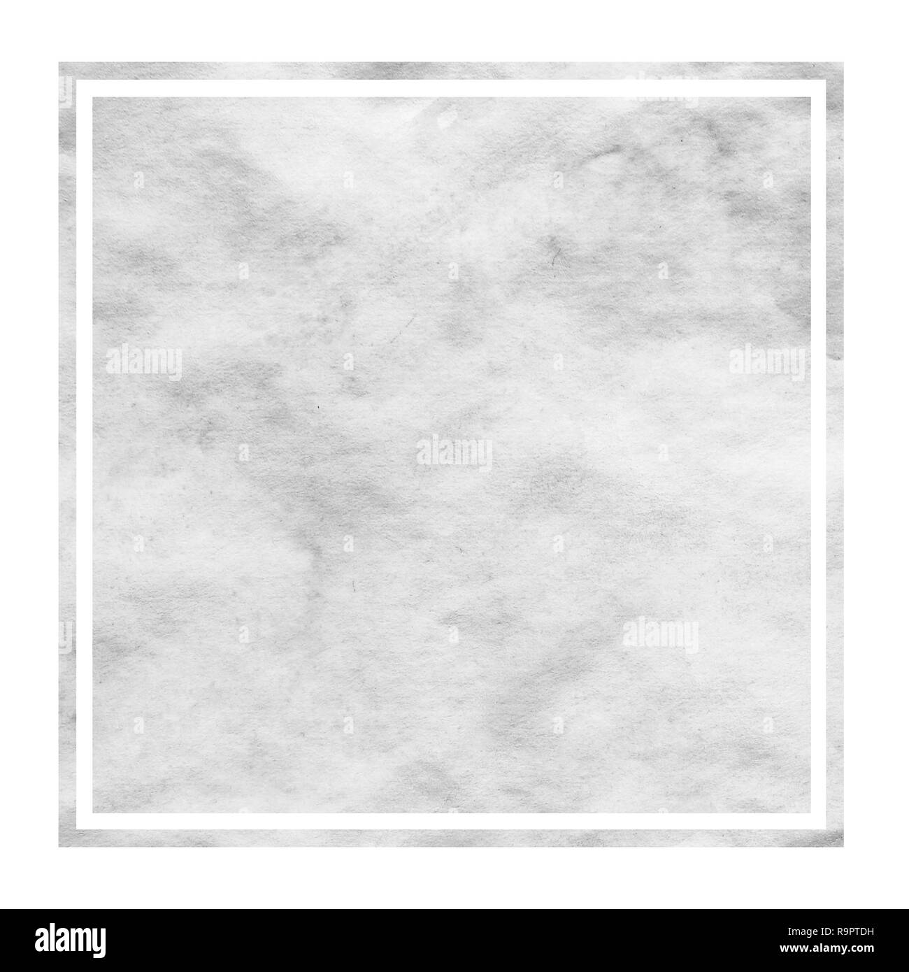 Monochrome hand drawn watercolor rectangular frame background texture ...