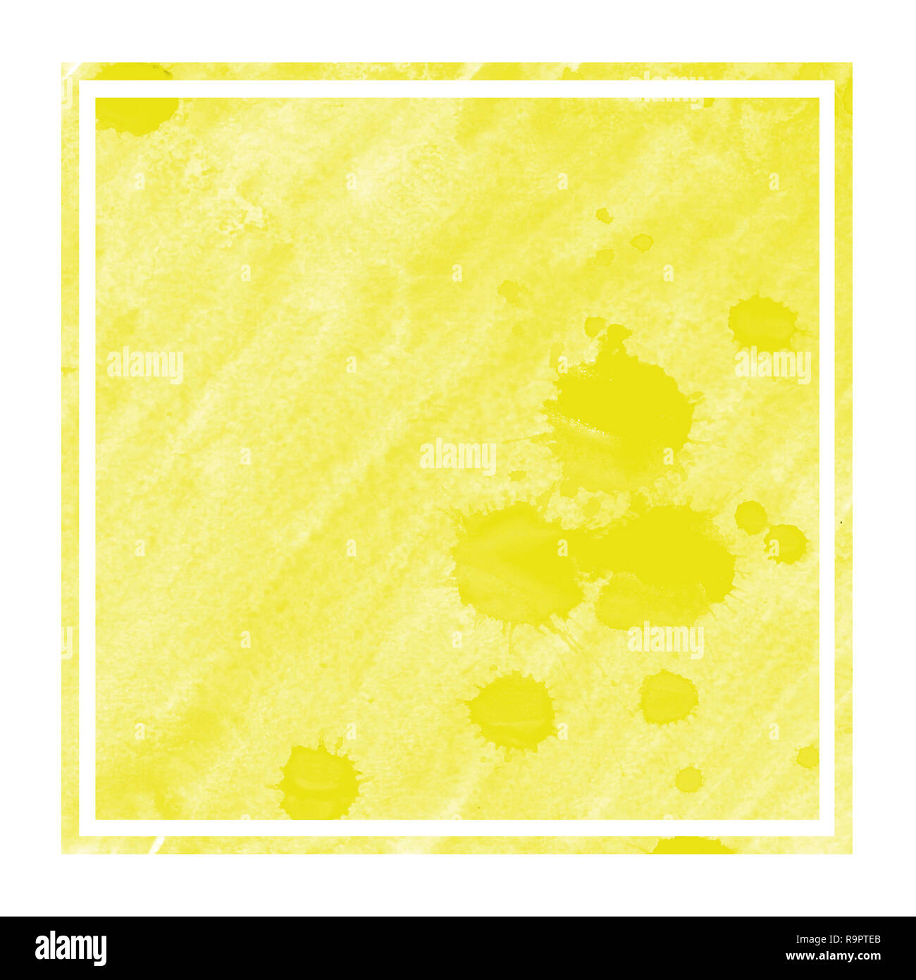 Yellow hand drawn watercolor rectangular frame background texture with ...