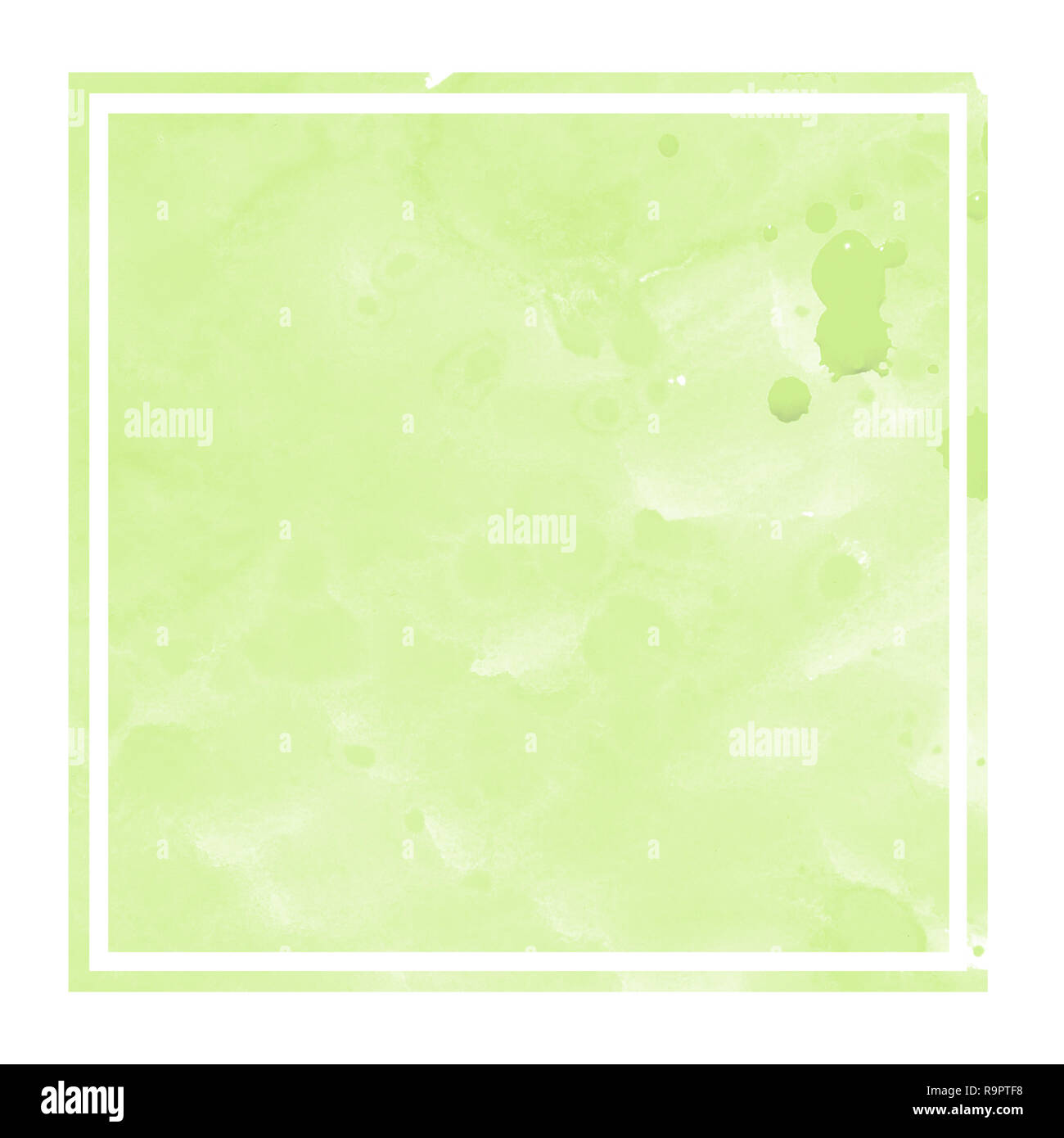 Light green hand drawn watercolor rectangular frame background texture ...