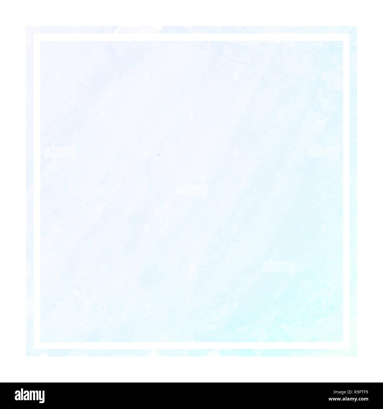 Cold blue hand drawn watercolor rectangular frame background texture ...