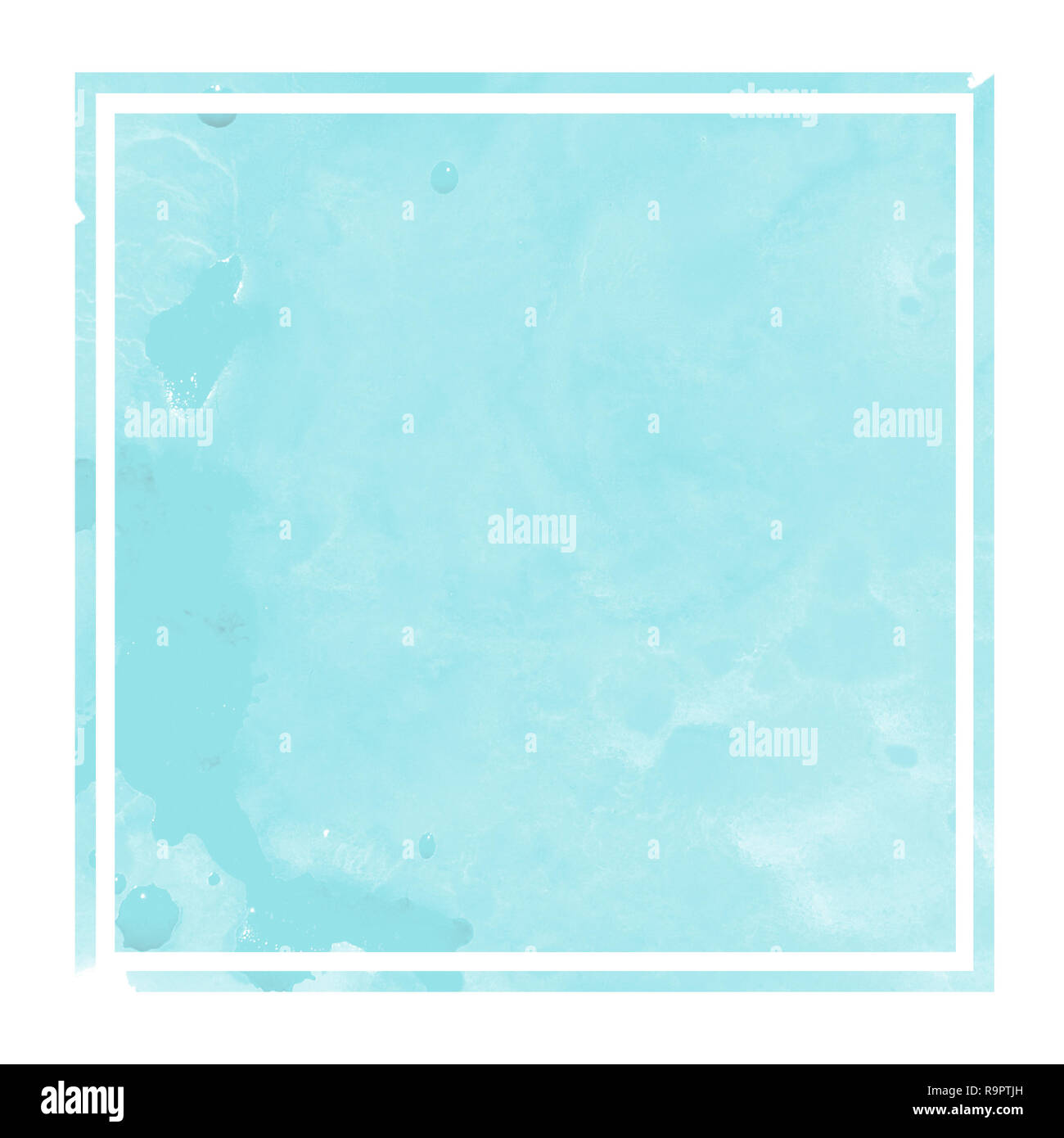 Light blue hand drawn watercolor rectangular frame background texture ...