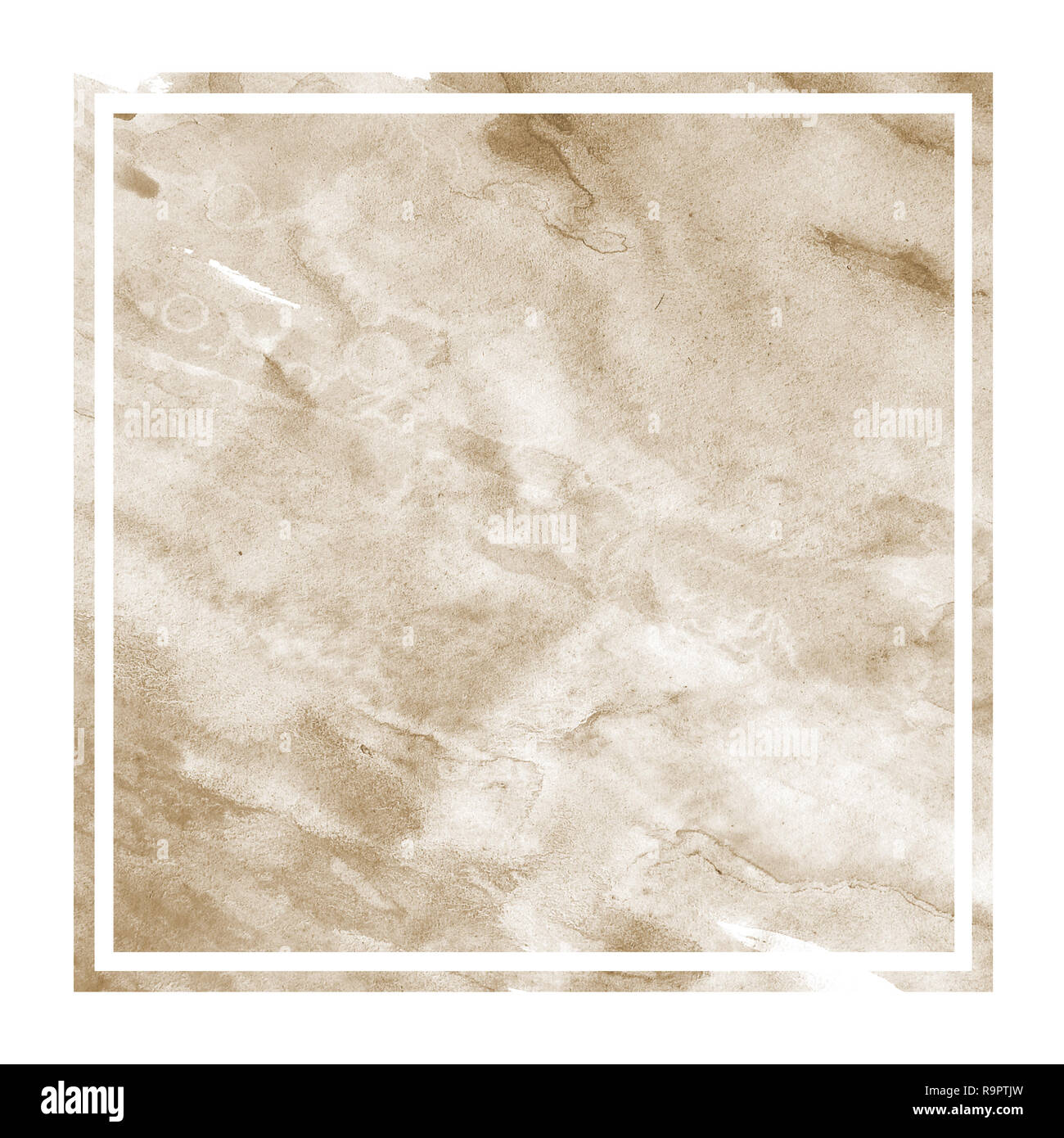 Brown hand drawn watercolor rectangular frame background texture with ...