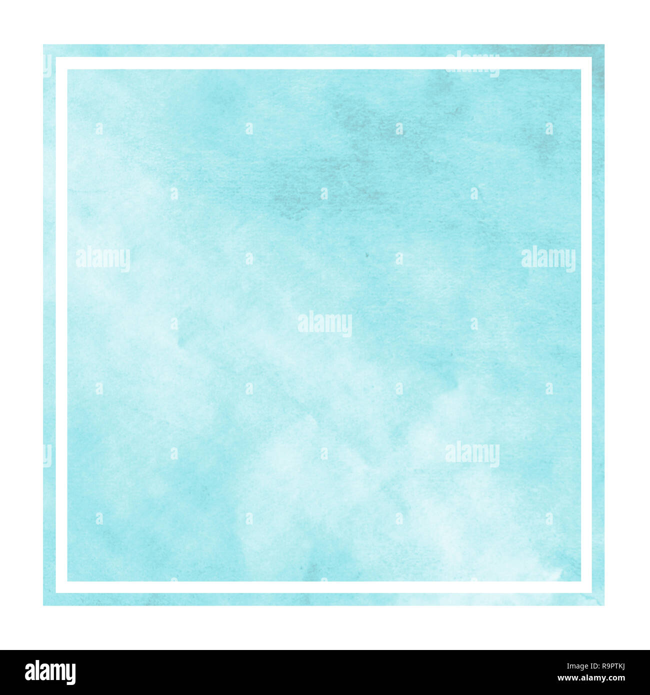 Light blue hand drawn watercolor rectangular frame background texture ...