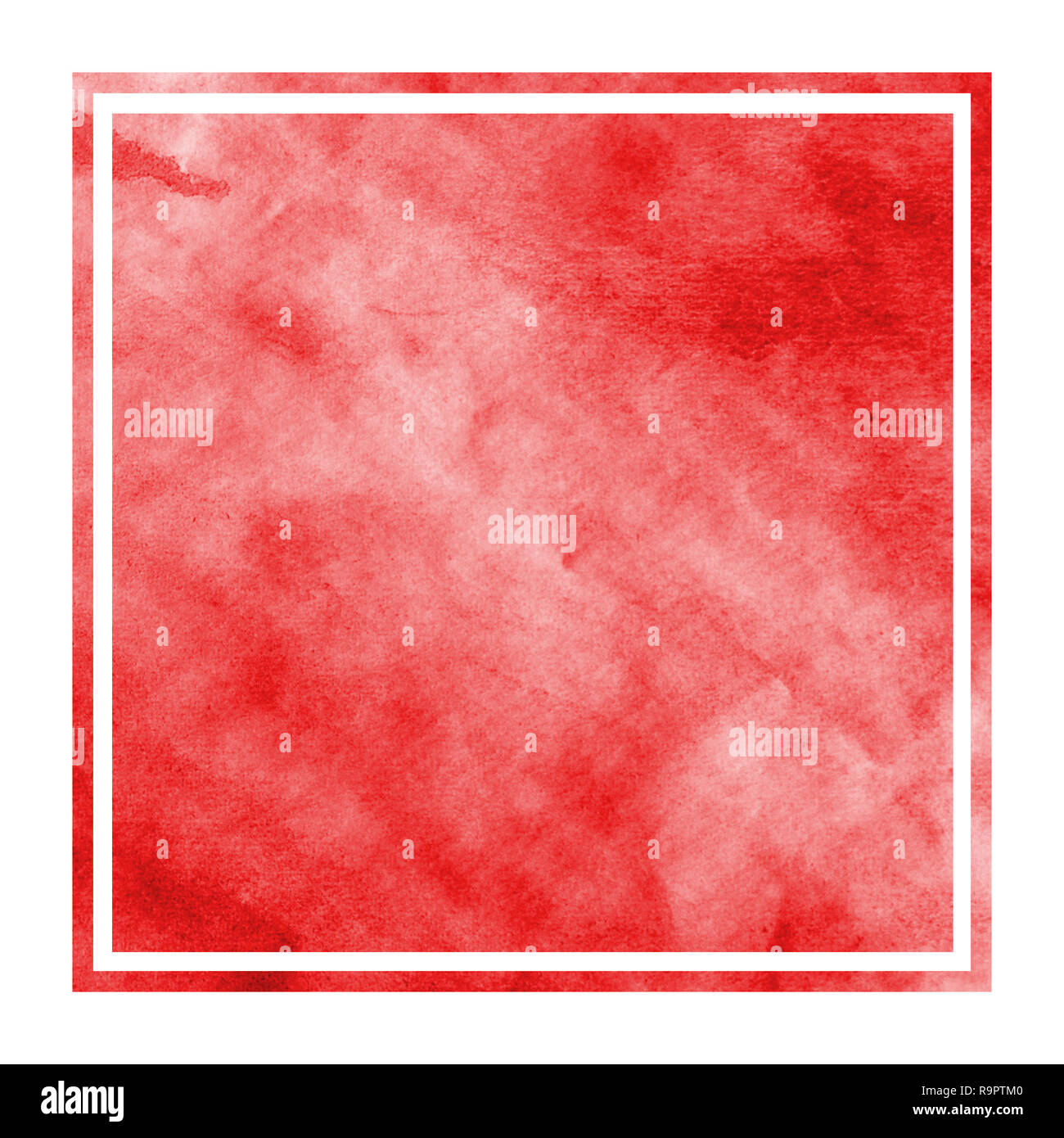 Red hand drawn watercolor rectangular frame background texture with ...
