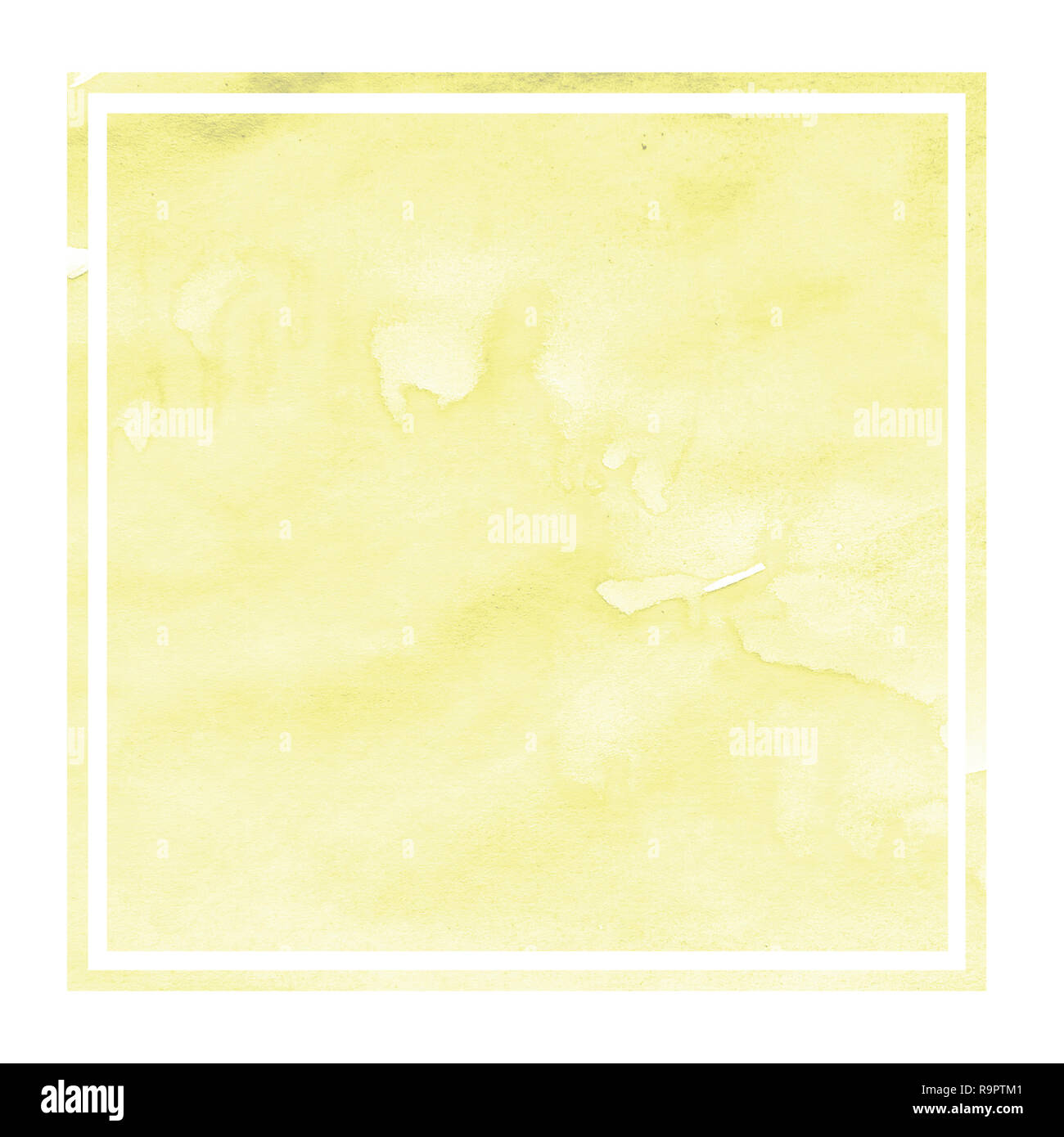 Yellow hand drawn watercolor rectangular frame background texture with ...