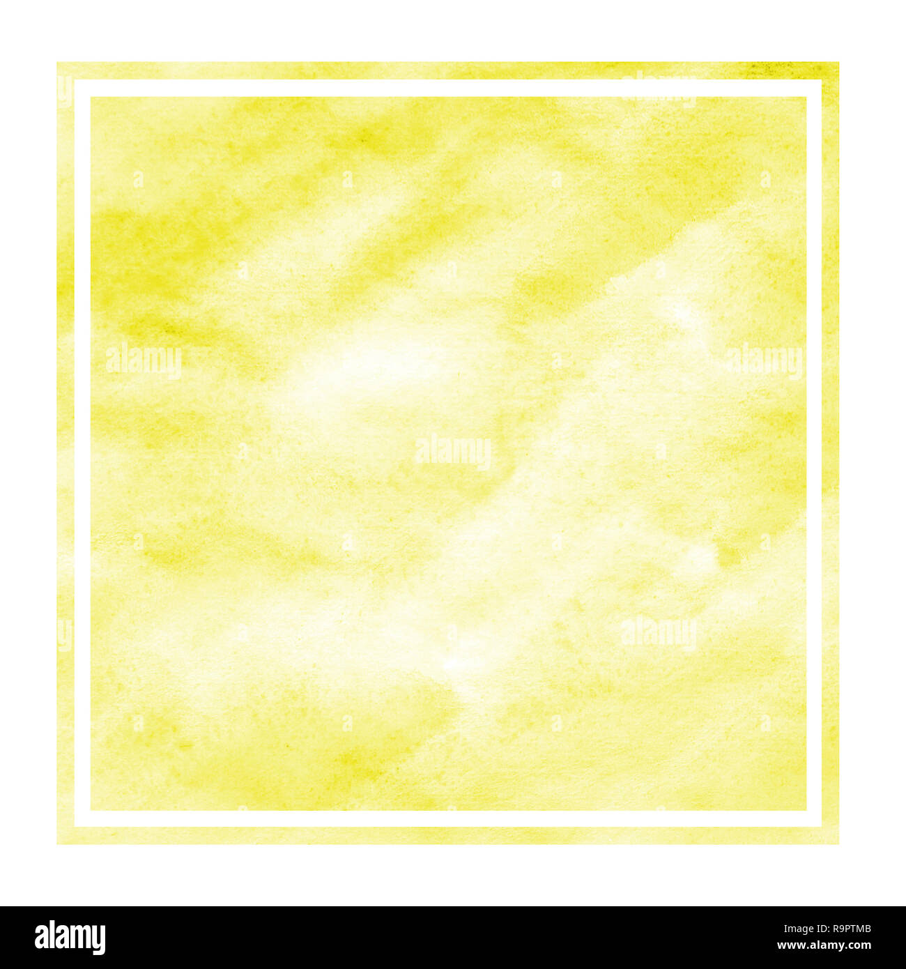 Yellow hand drawn watercolor rectangular frame background texture with ...