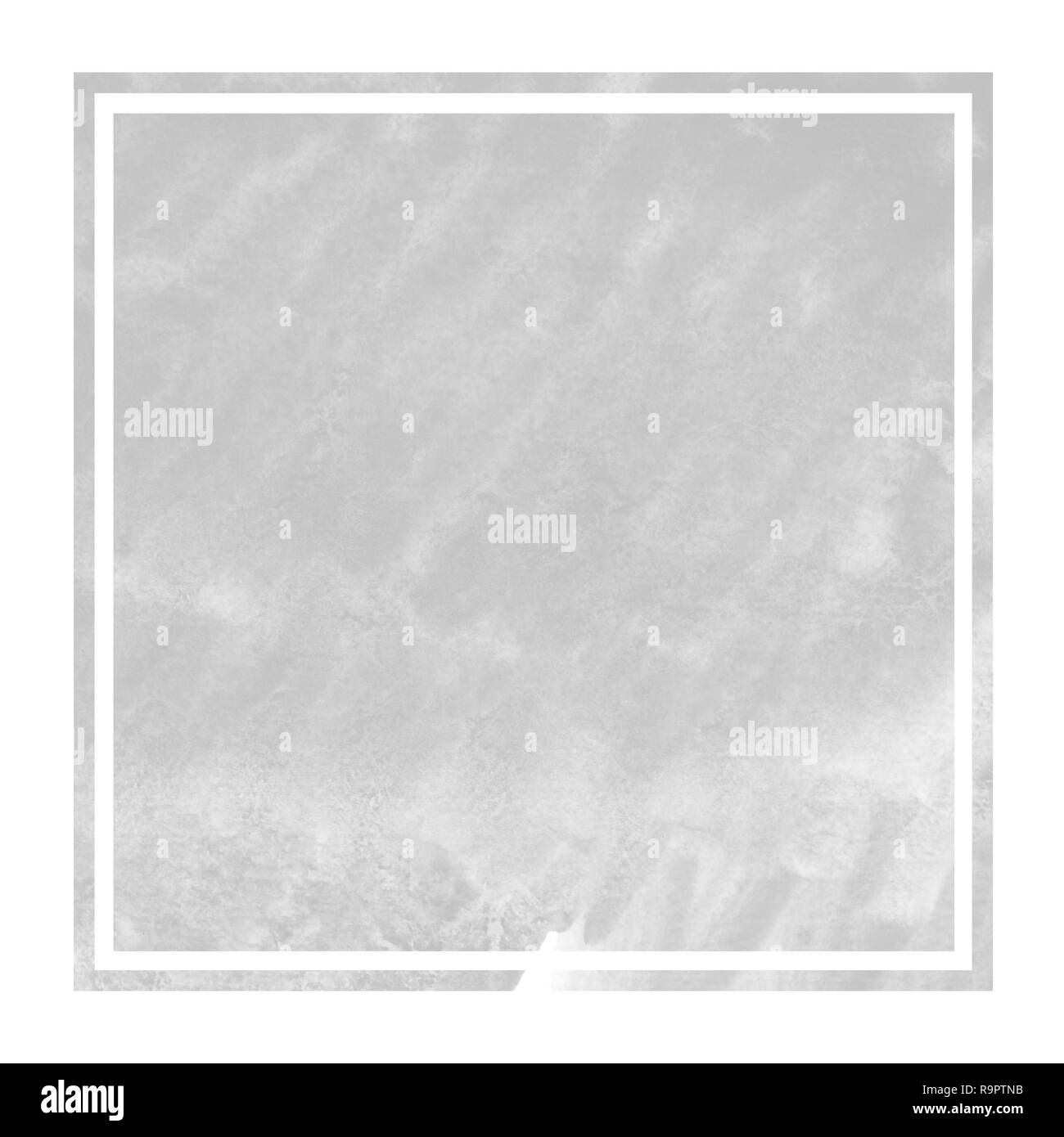 Monochrome hand drawn watercolor rectangular frame background texture ...