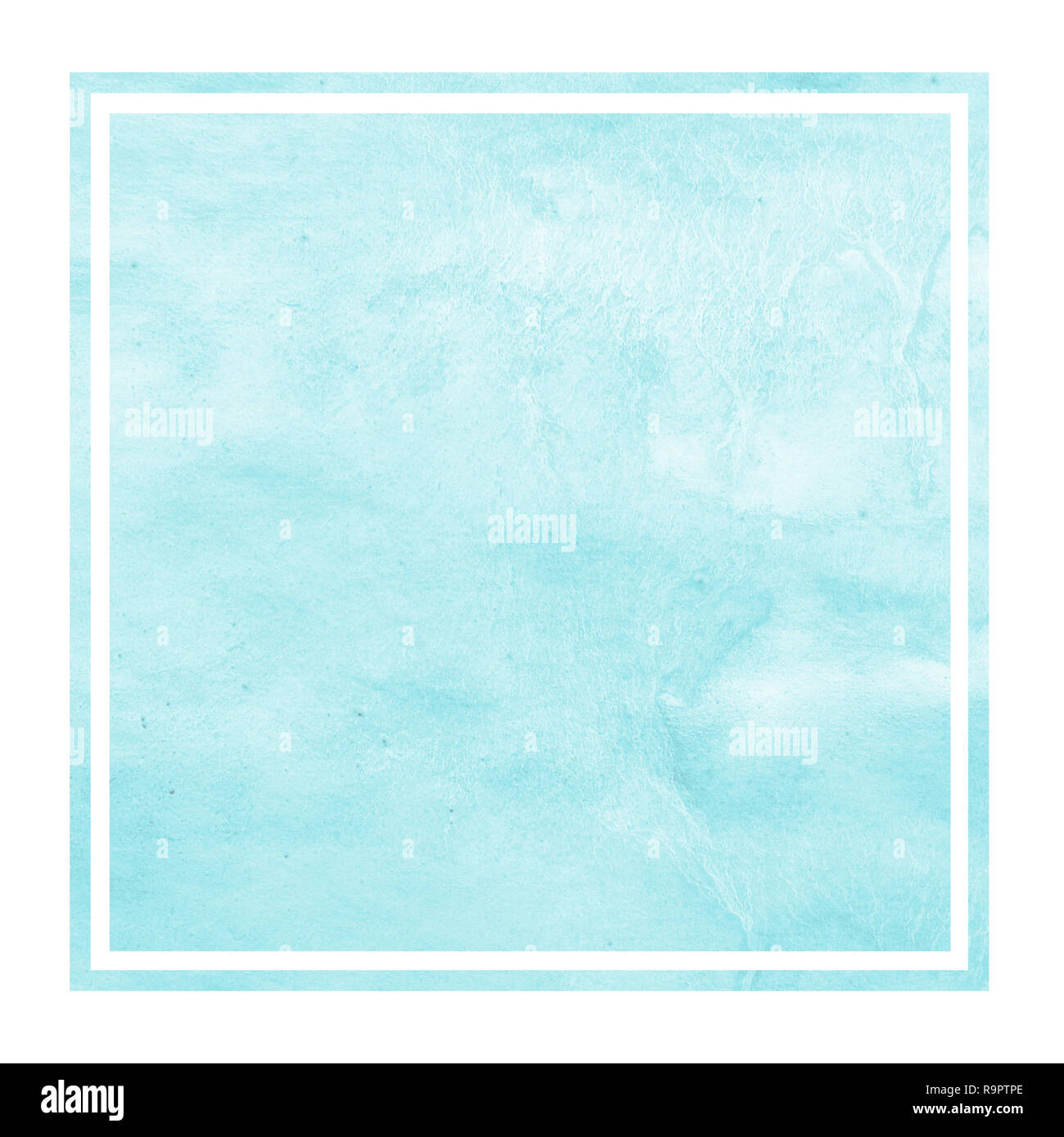 Light blue hand drawn watercolor rectangular frame background texture ...
