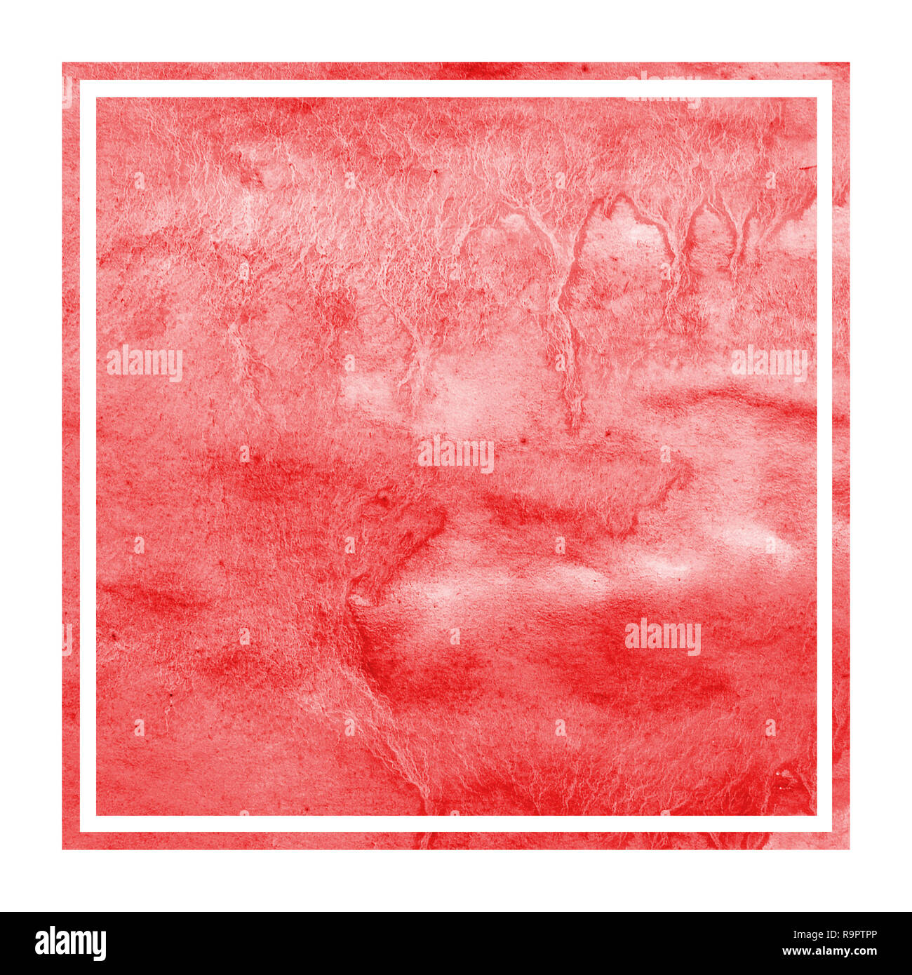 Red hand drawn watercolor rectangular frame background texture with ...