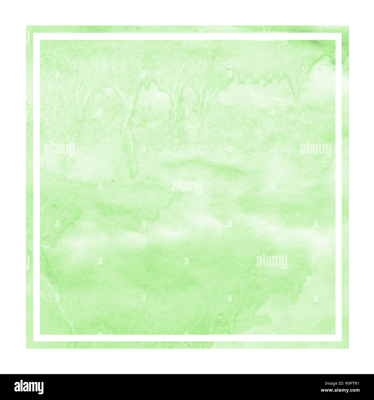 Green hand drawn watercolor rectangular frame background texture with ...