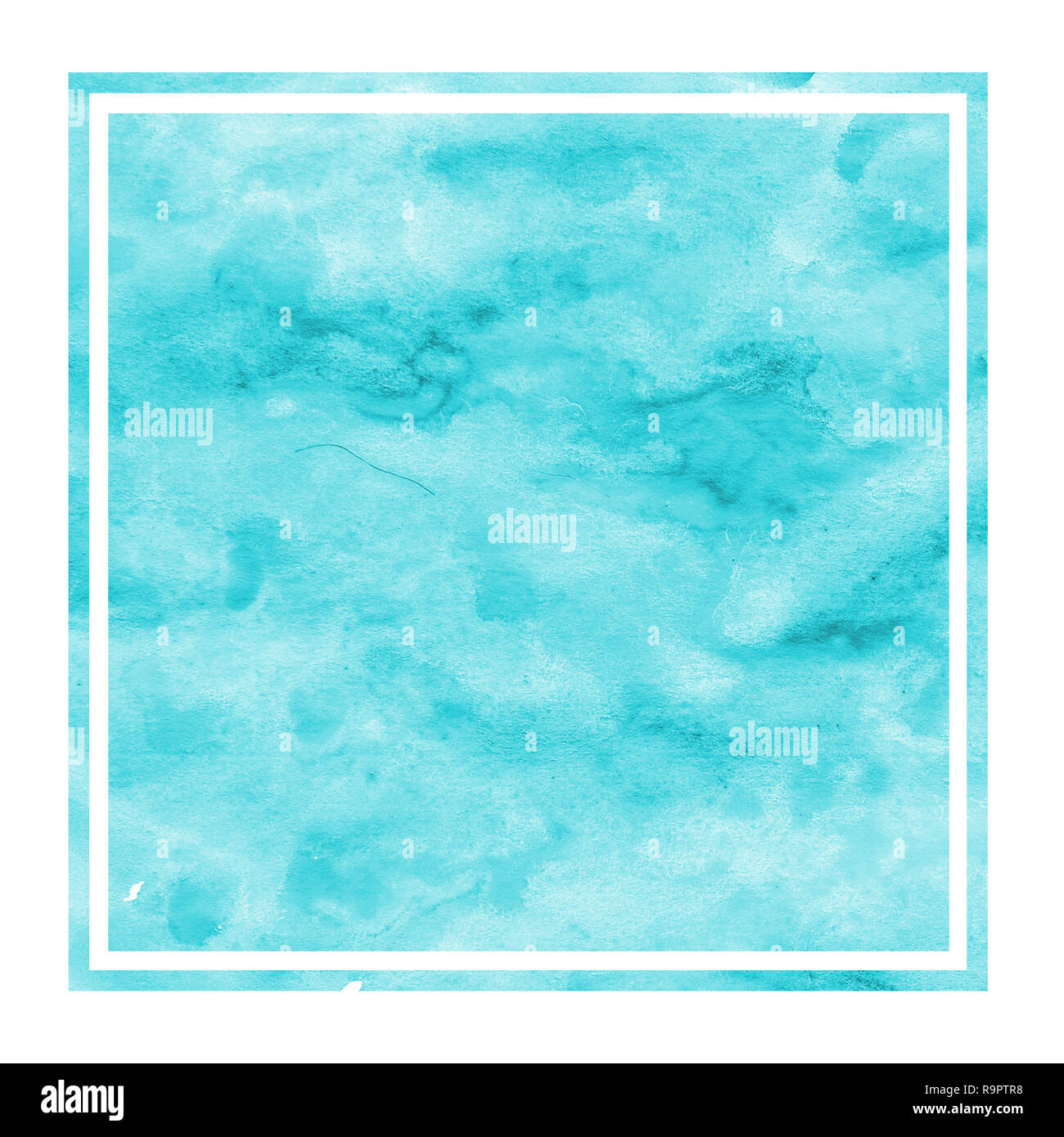 Light blue hand drawn watercolor rectangular frame background texture ...