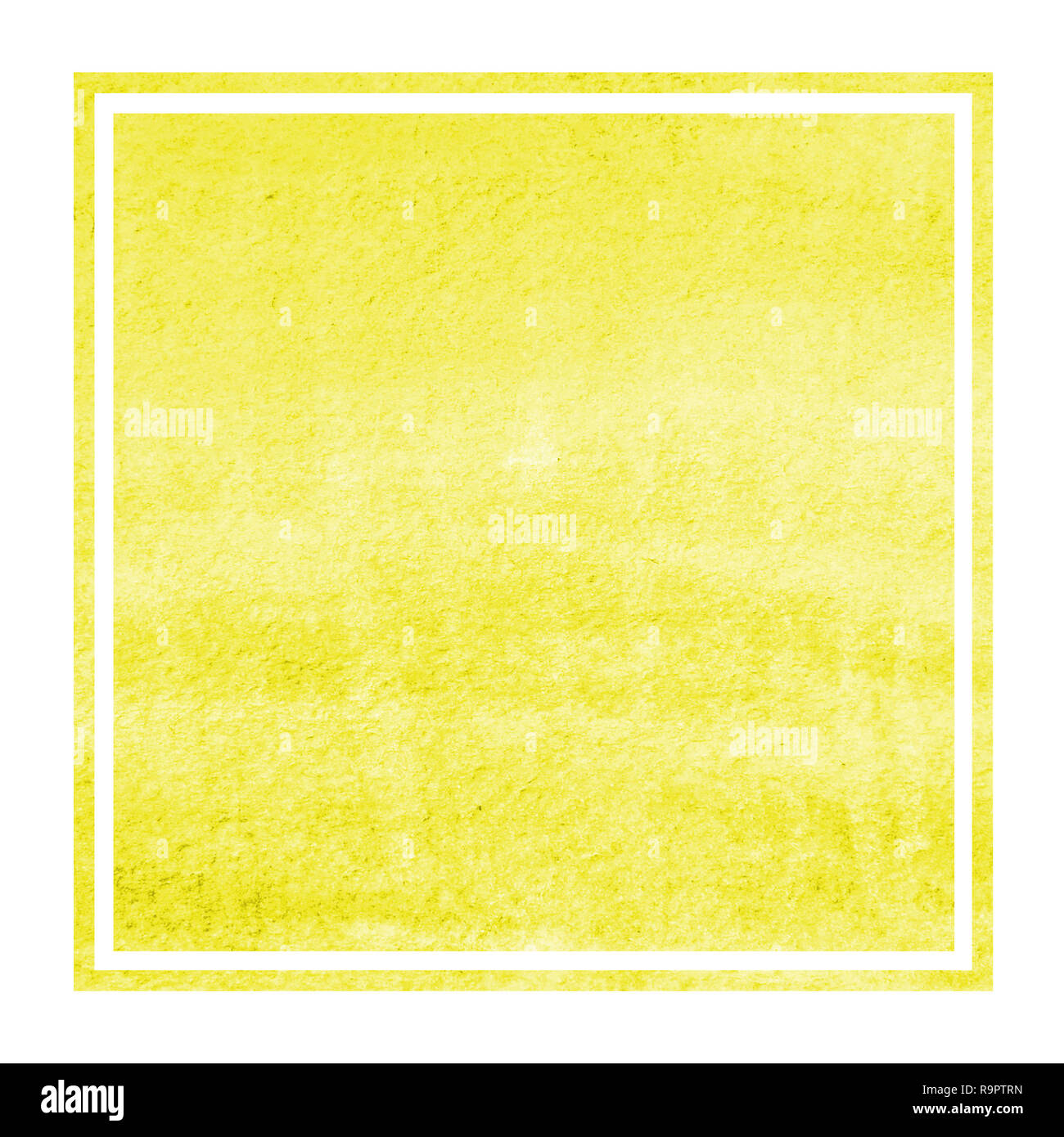 Yellow hand drawn watercolor rectangular frame background texture with ...
